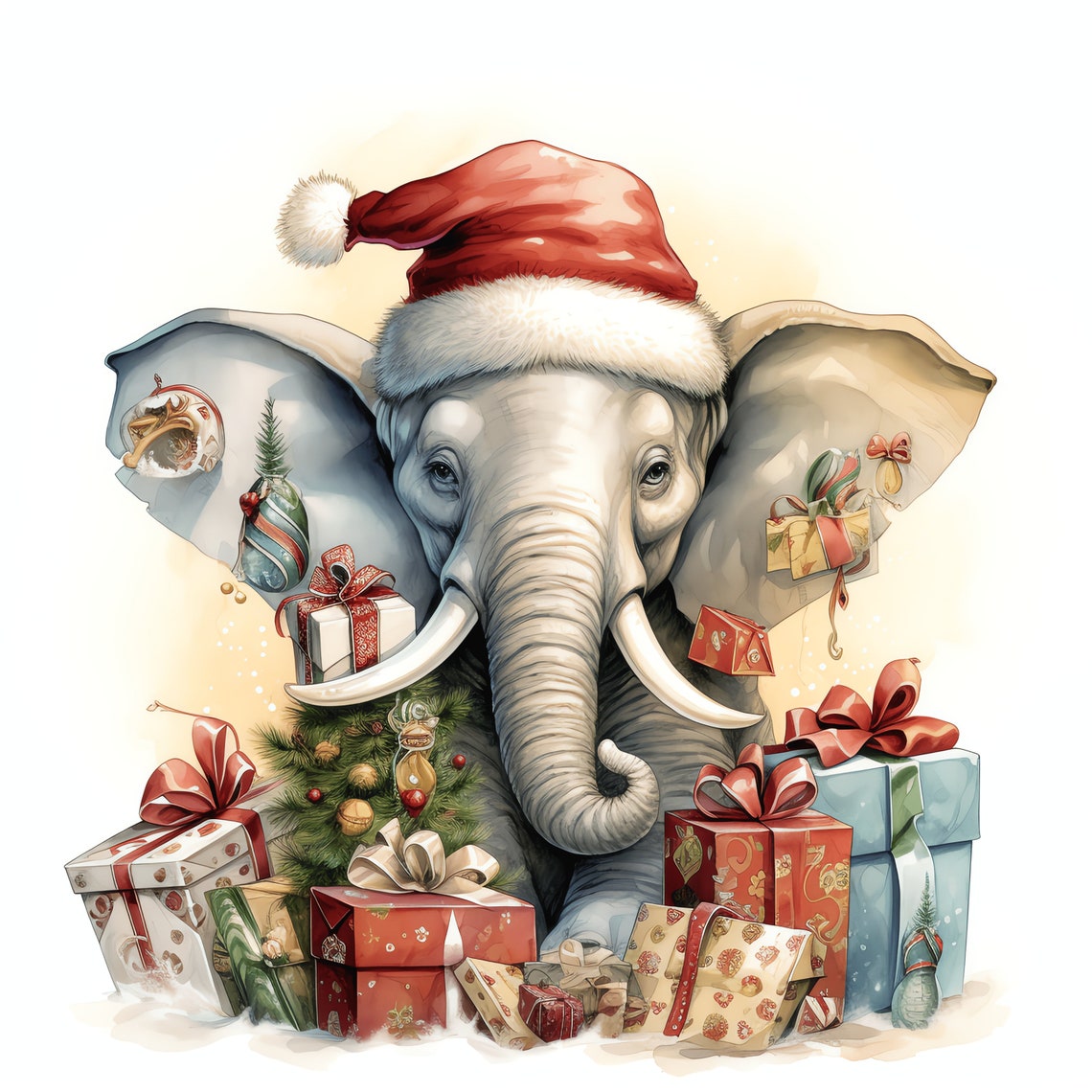 Elephant Christmas PNG Clipart Bundle 41 High Quality PNG Instant ...