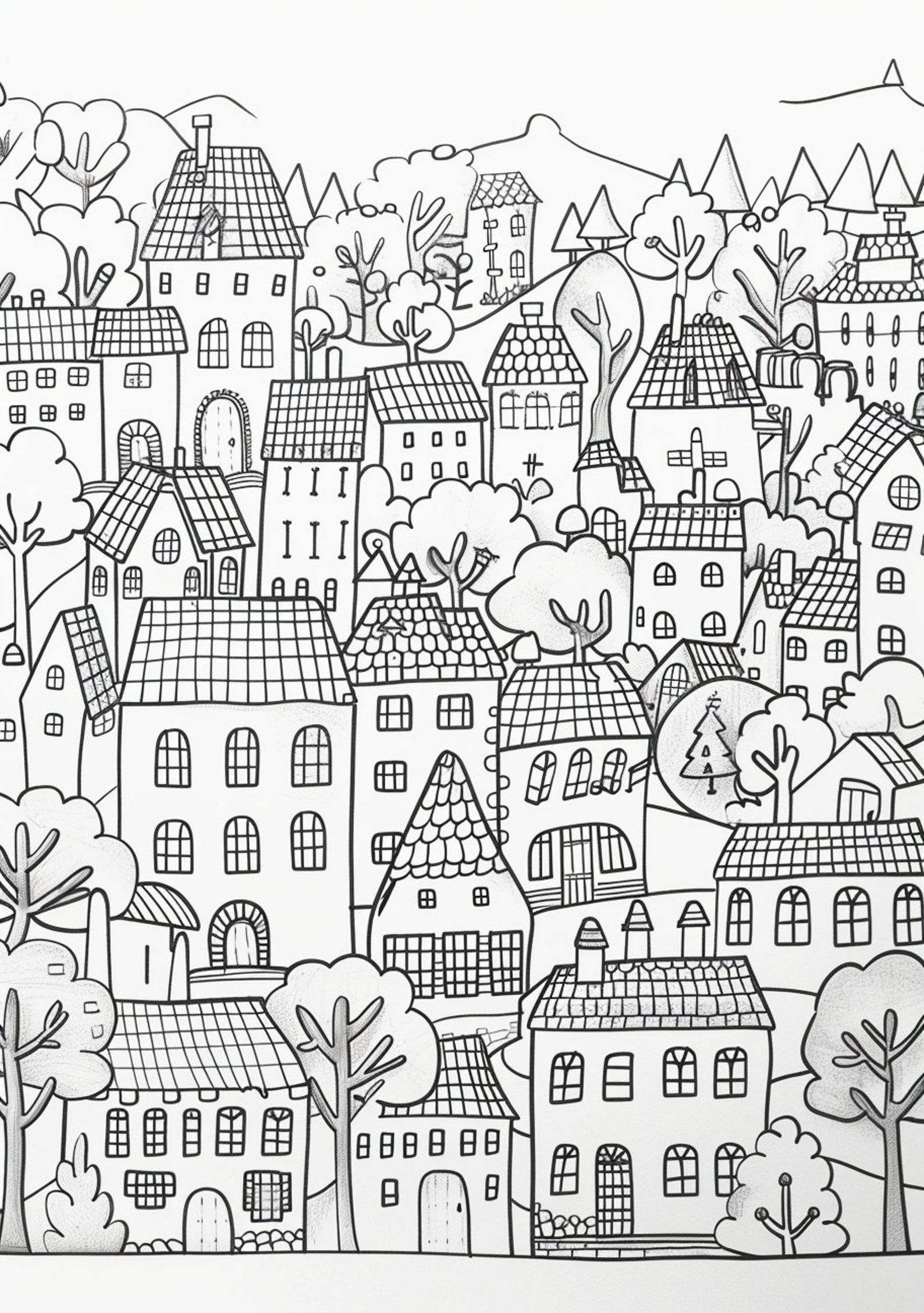 Adorable Town Coloring Pages PDF Bundle 44 High Quality Images Instant ...