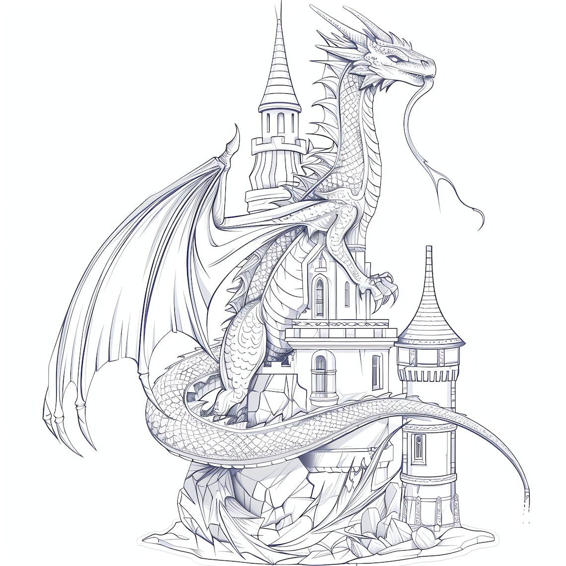 Lineart Dragon Castle Turret PNG Clipart Bundle - 46 High Quality PNG ...