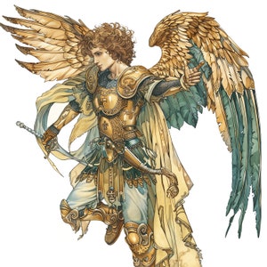 Pre-raphaelite Archangel on White Background Bundle 36 High Quality PNG ...
