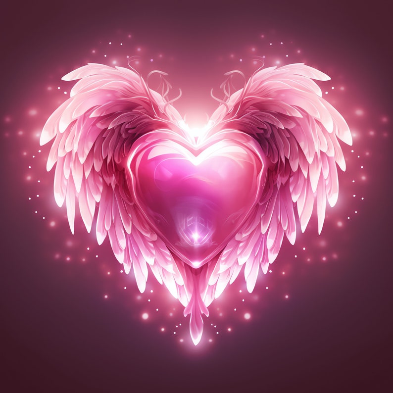 Glowing Angel Heart PNG Clipart Bundle 50 High Quality PNG Instant ...