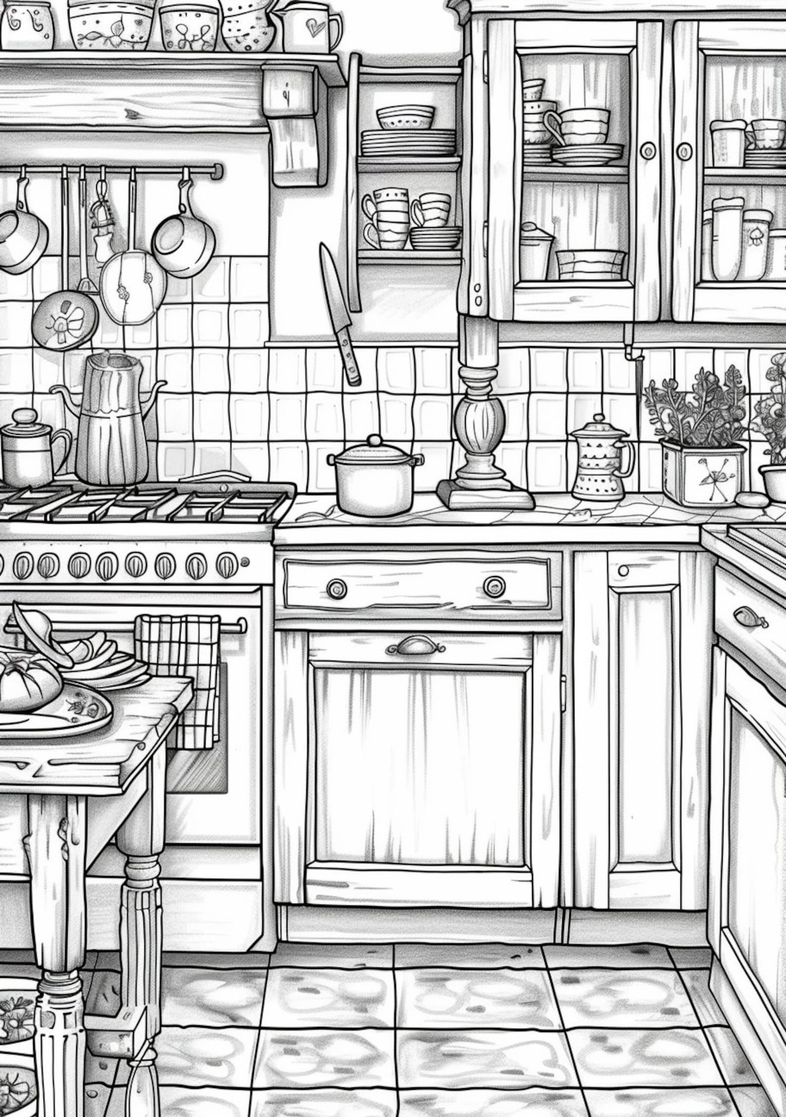 Cozy Interior Coloring Page PDF Book 37 High Quality Images Instant ...