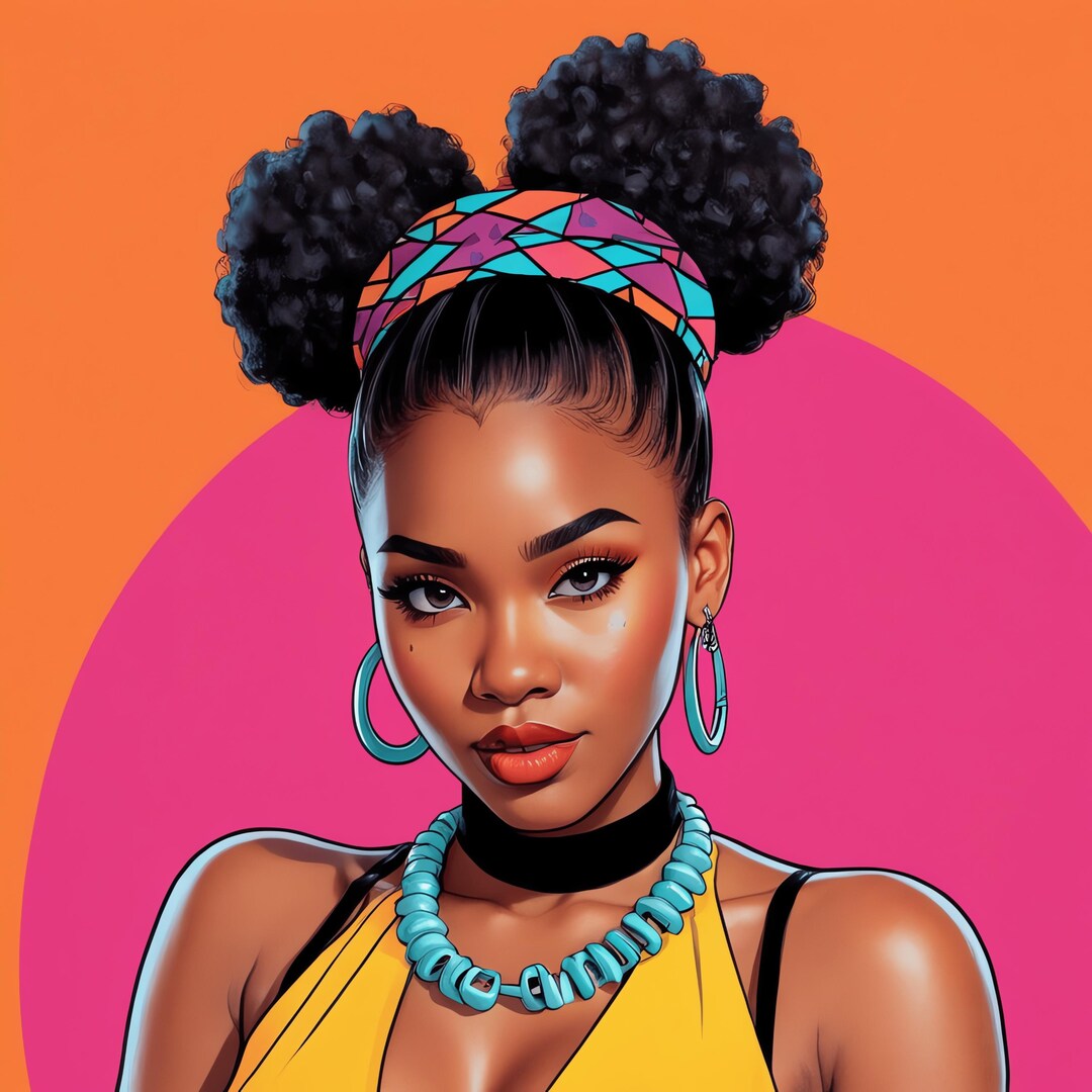 90'S Afro Messy Bun PNG Bundle 50 High Quality PNG Instant Download 90 ...