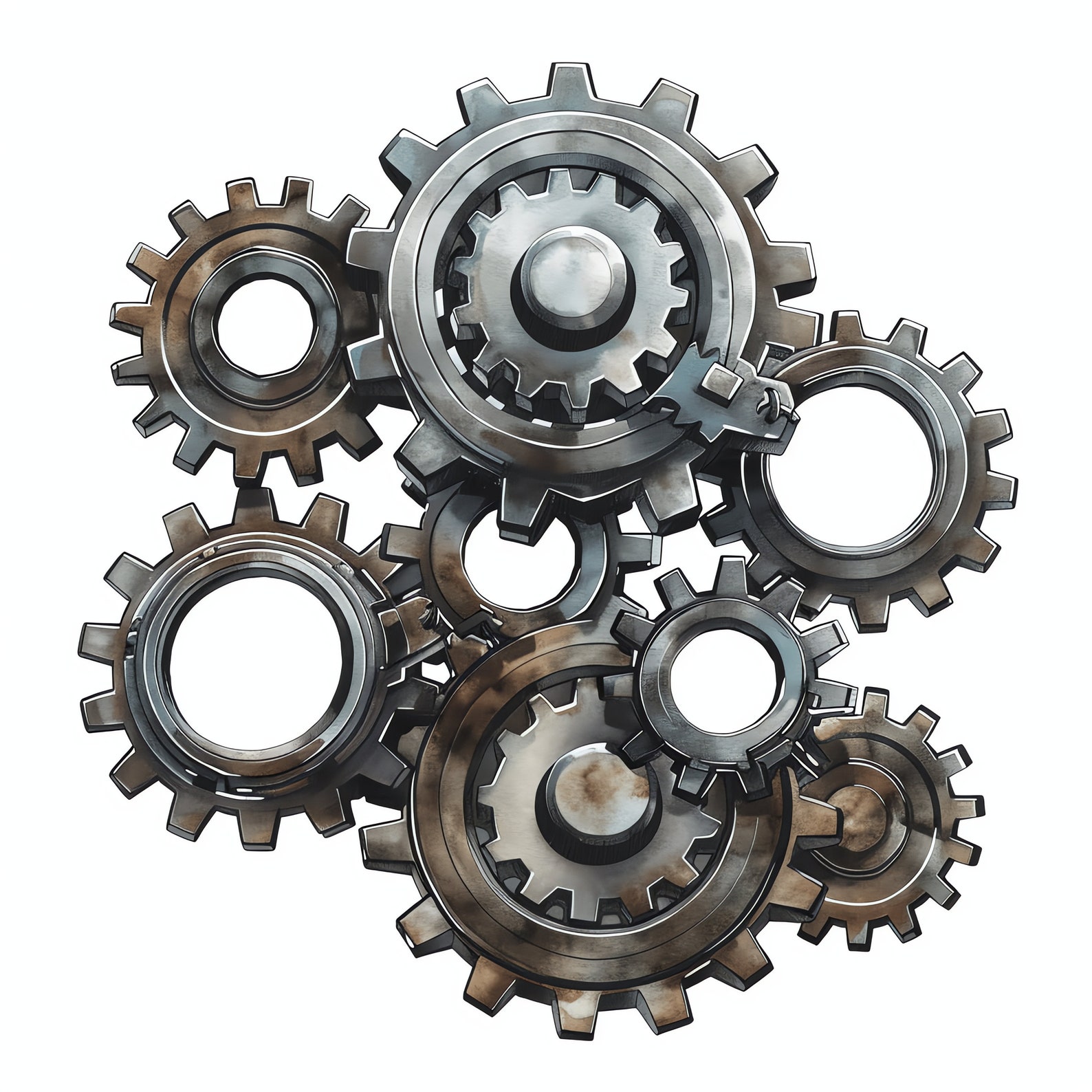 Interlocking Gears PNG Clipart Bundle - 50 High Quality PNG - Instant ...