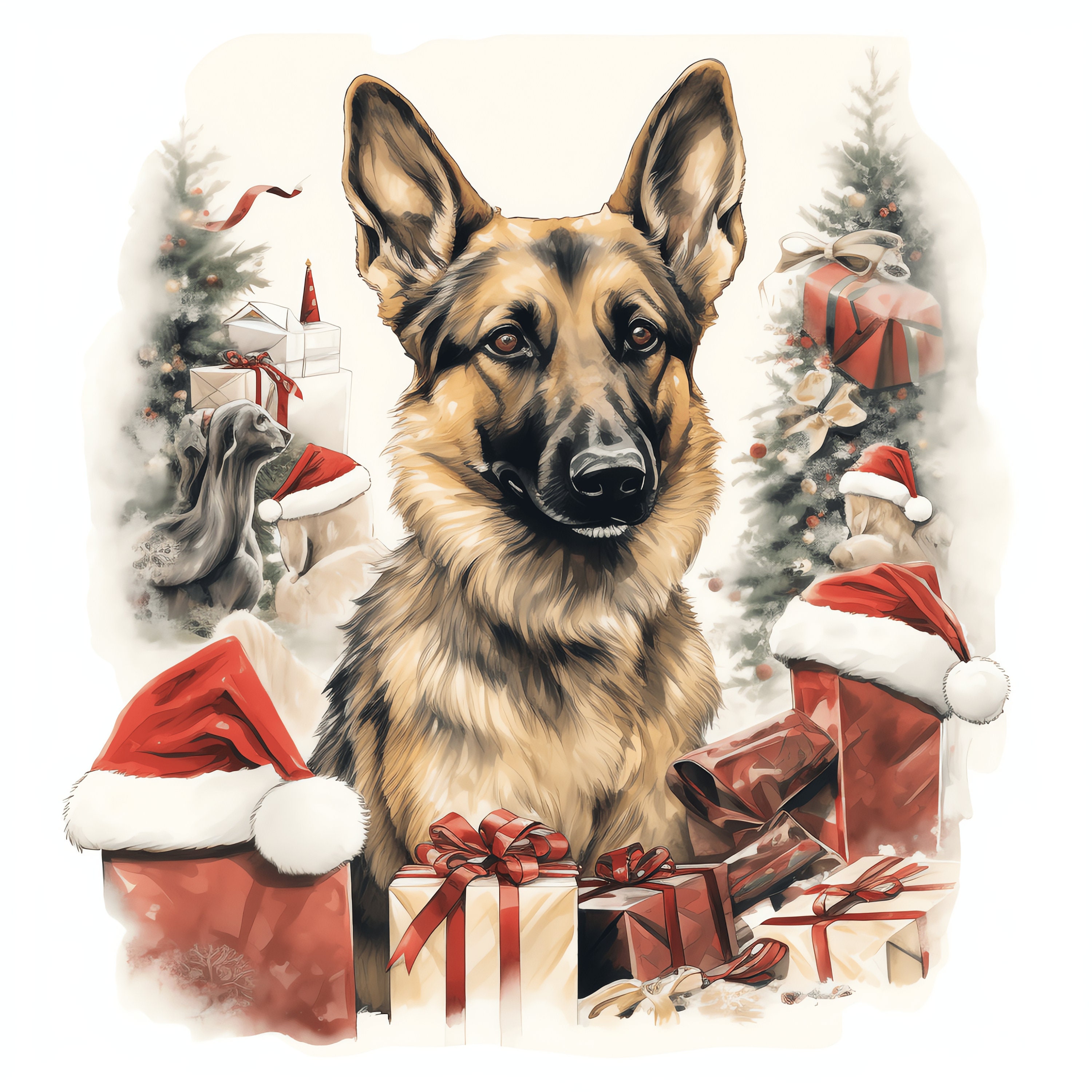 Christmas German Shepherd PNG Bundle - 41 High Quality PNG - Instant ...