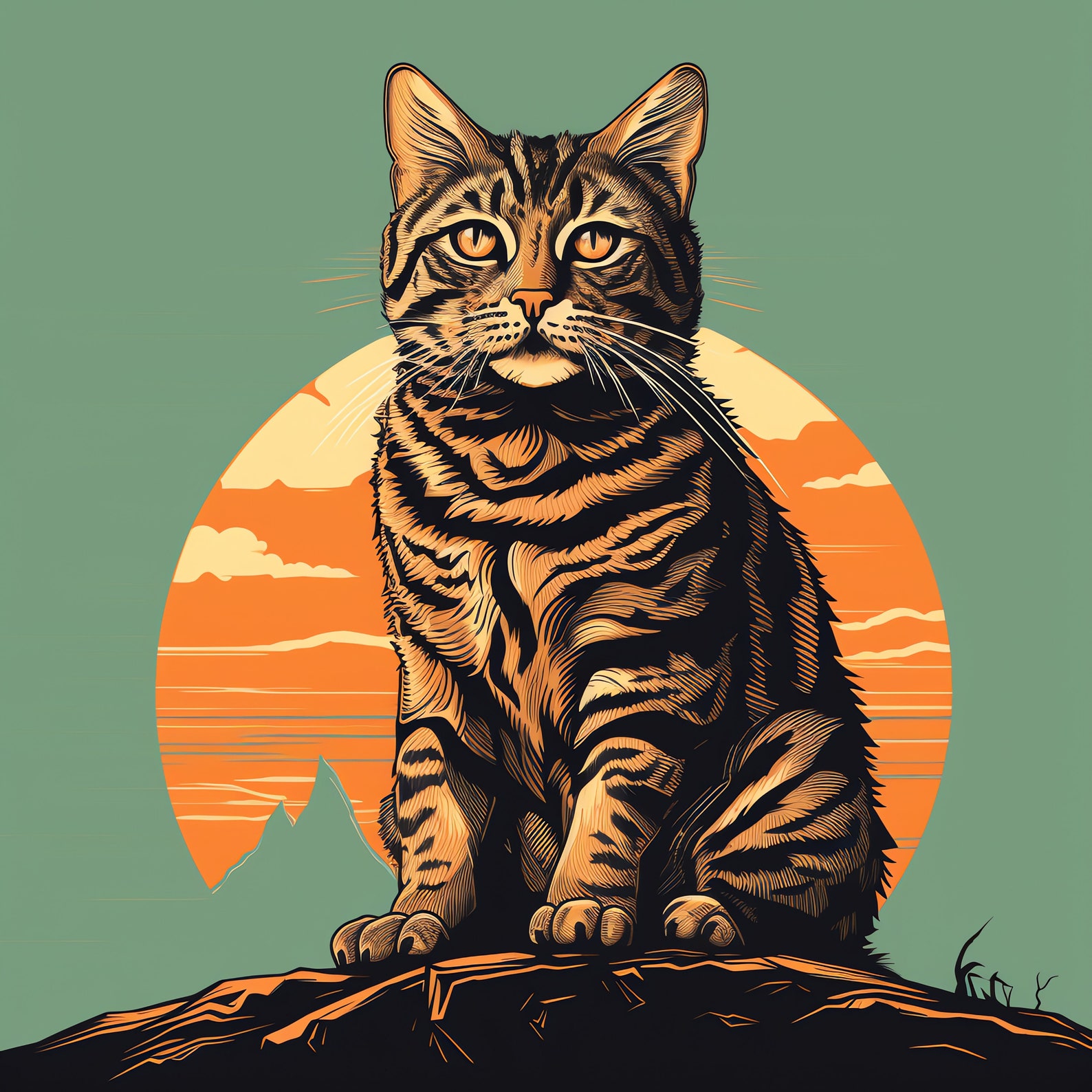 Retro Wildcat Clipart Bundle - 45 High Quality PNG - Instant Download ...