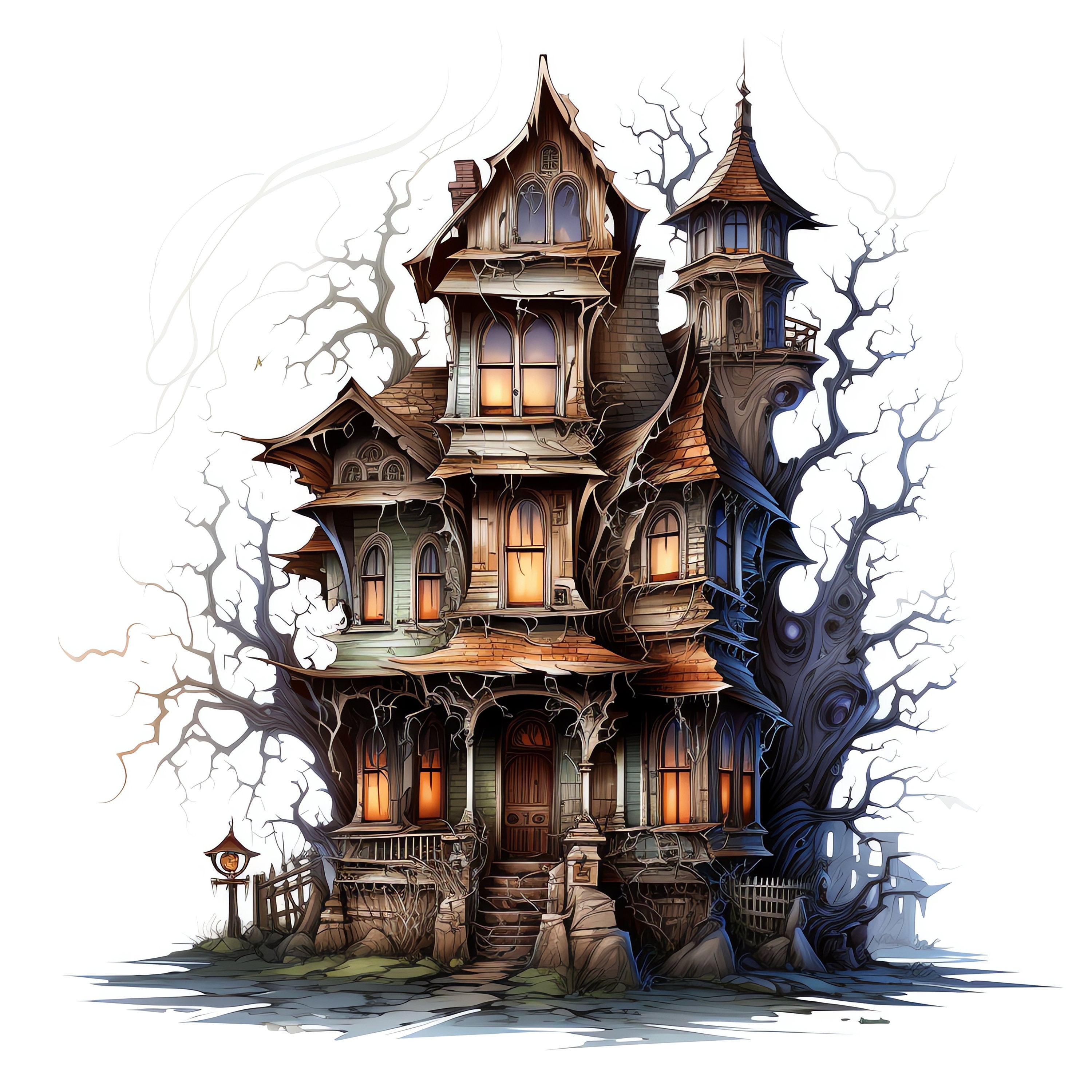 Haunted House Halloween Clipart - 45 High Quality Jpgs - Digital ...