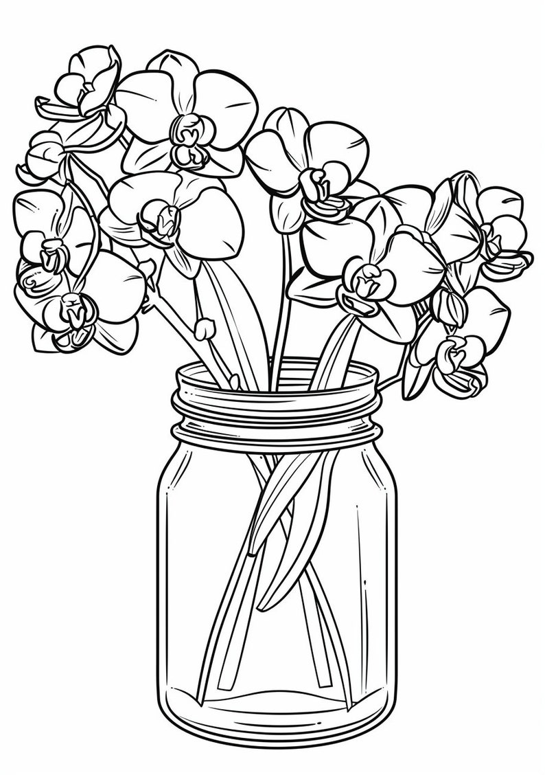 Flower Jar Coloring Pages PDF Bundle 34 High Quality Images Instant ...