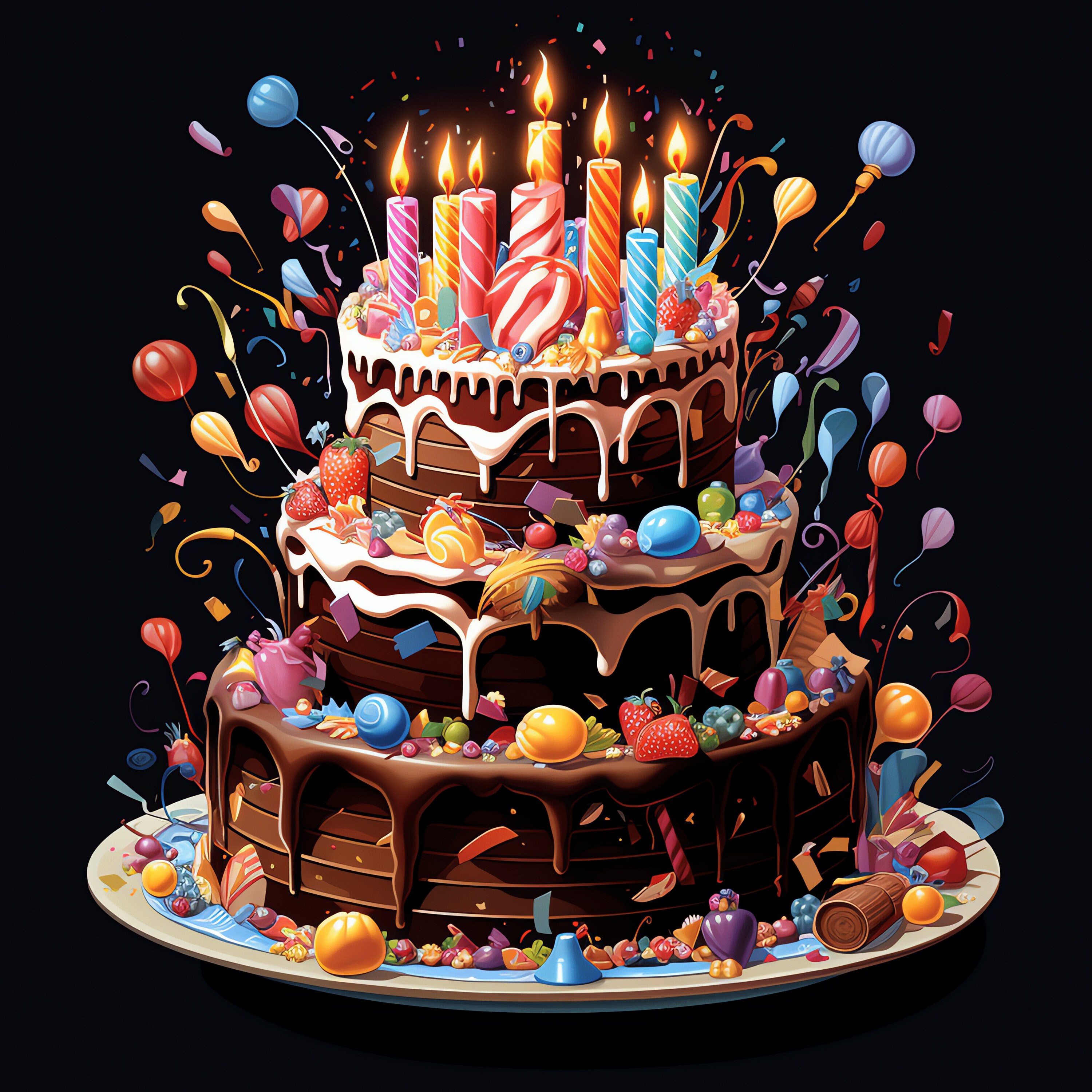 Colorful Birthday Cake PNG Bundle Clipart 45 High Quality PNG Instant ...