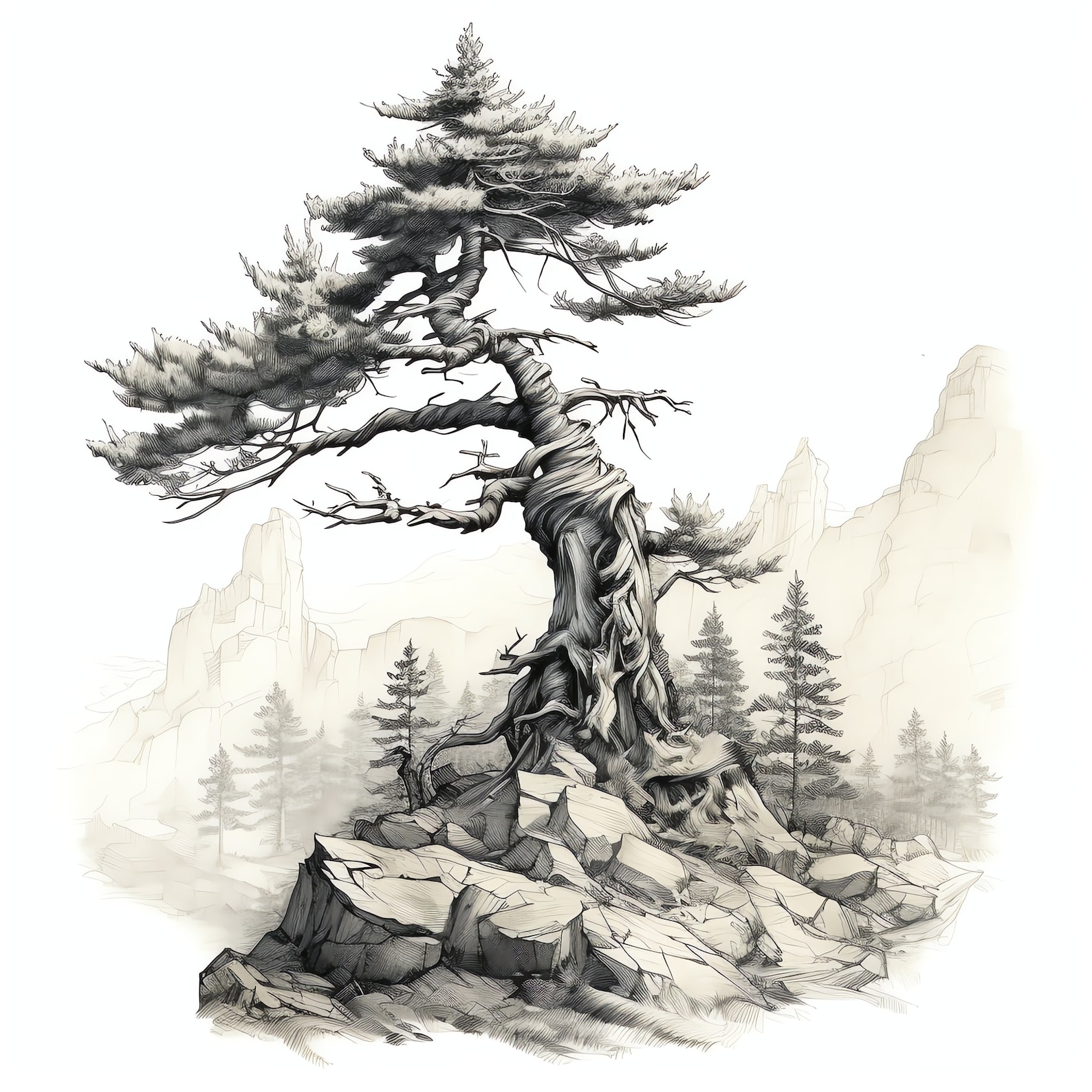 Line Art Tree PNG Clipart Bundle 40 High Quality PNG - Etsy