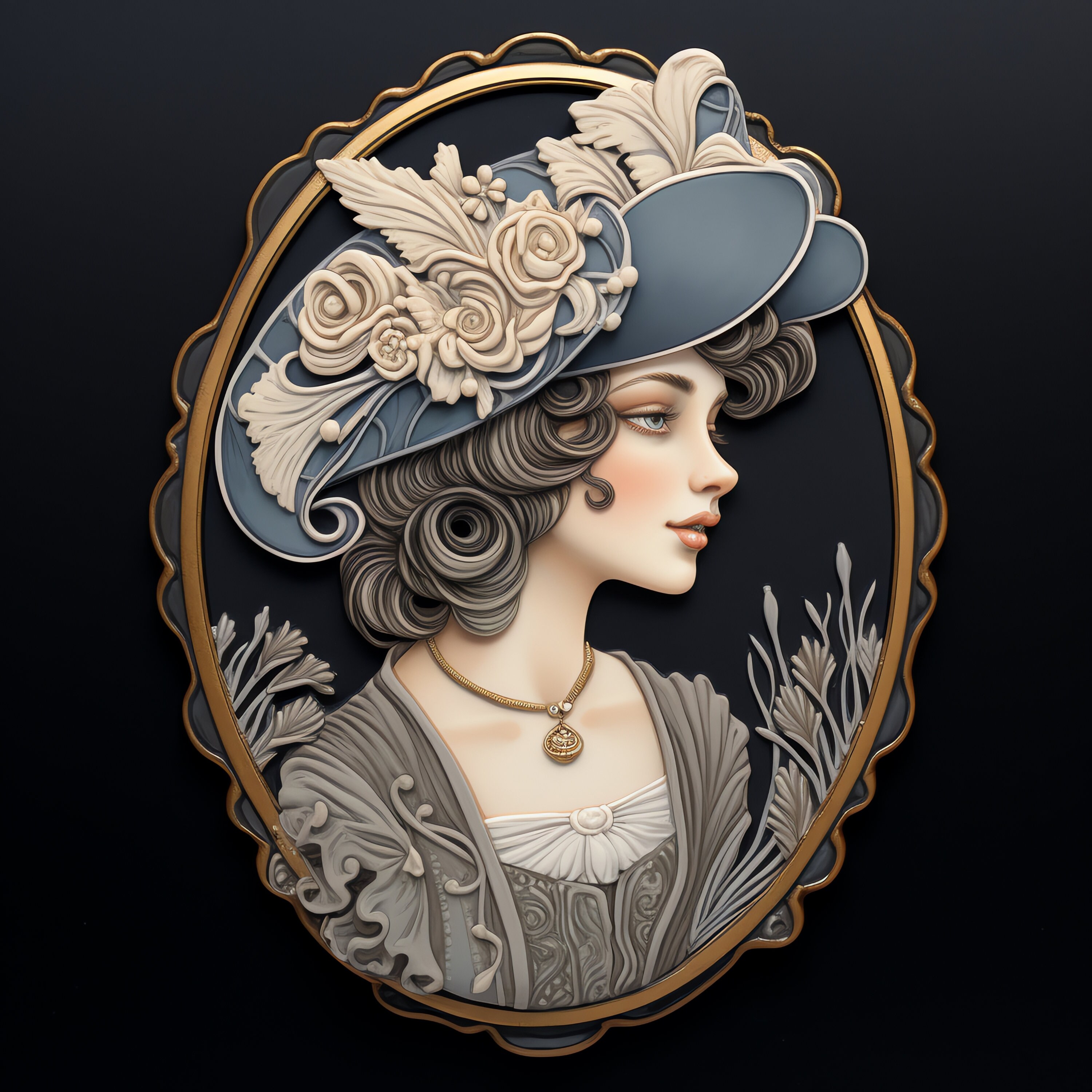 Victorian Lady Cameo Clipart - 45 High Quality Jpgs - Digital Download ...