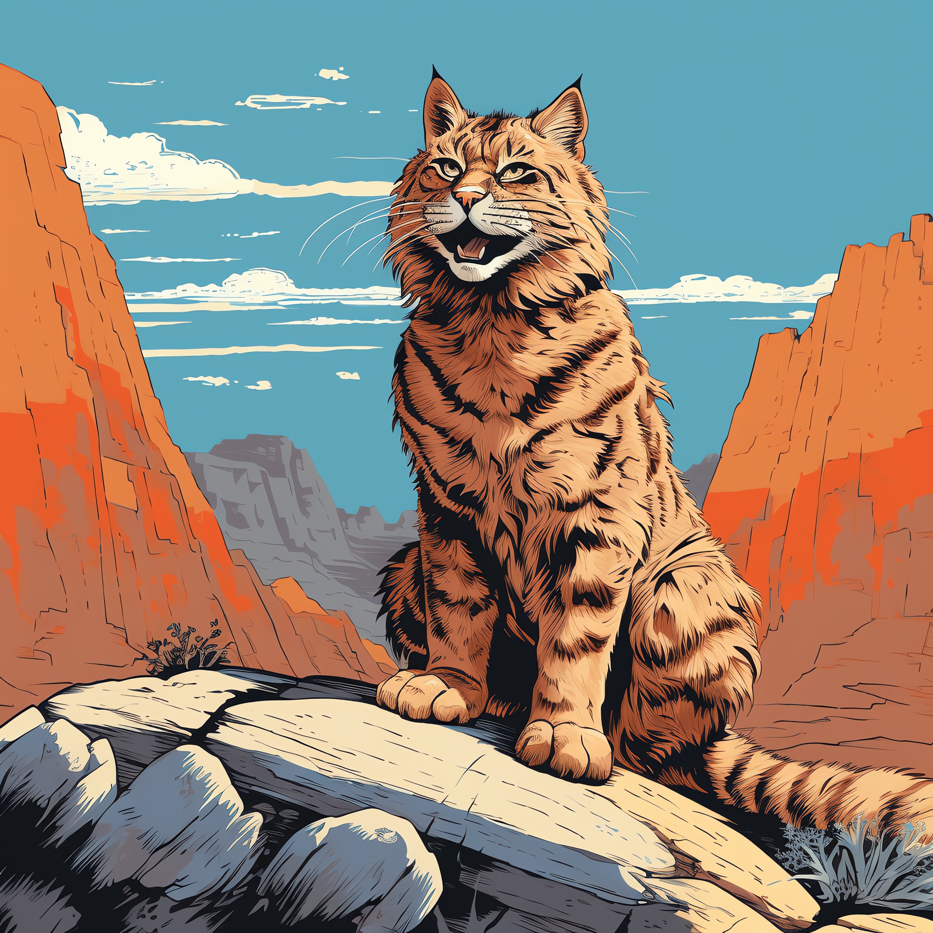 Retro Wildcat Clipart Bundle - 45 High Quality PNG - Instant Download ...