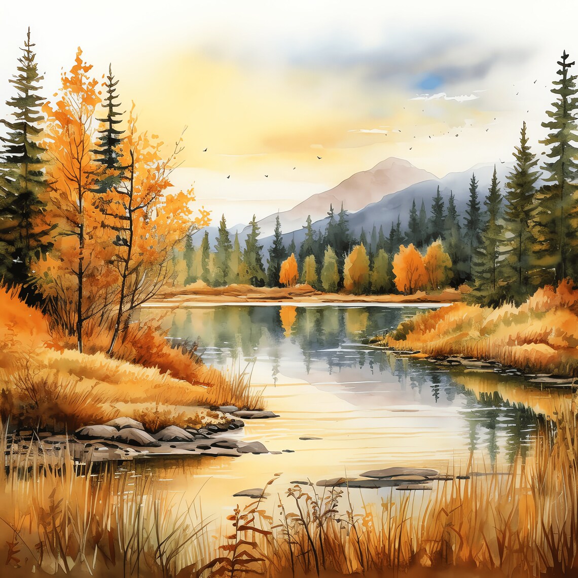 Autumn Landscape Watercolor Bundle 50 High Quality PNG - Etsy
