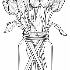 Flower Jar Coloring Pages PDF Bundle - 34 High Quality Images - Instant ...