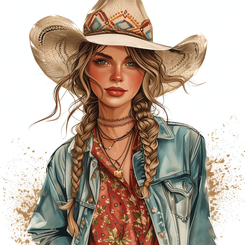Boho Cowgirl PNG Clipart Bundle 49 Style High Quality PNG Instant ...