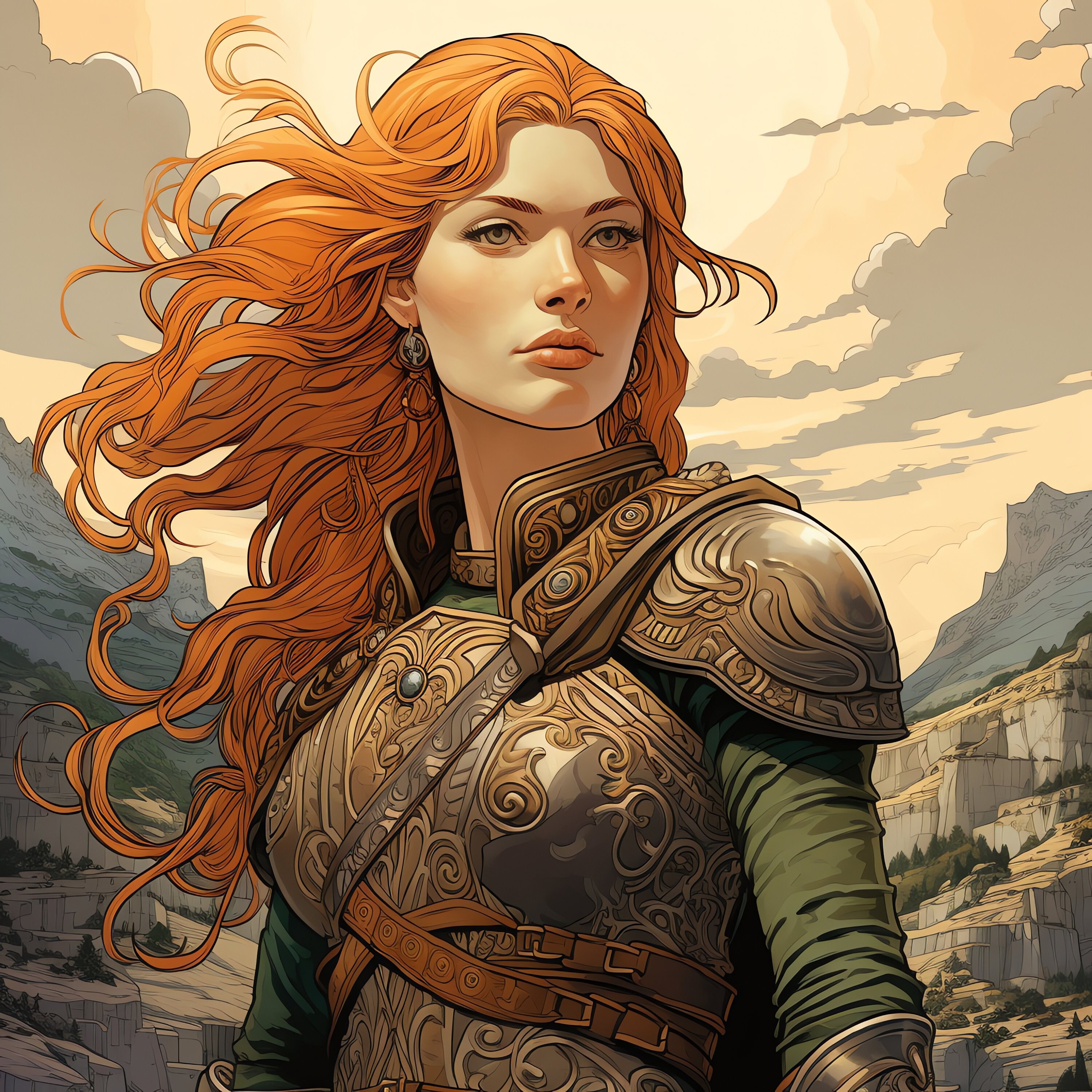 Celtic Warrior Princess Clipart With Fantasy Background 45 High Quality ...