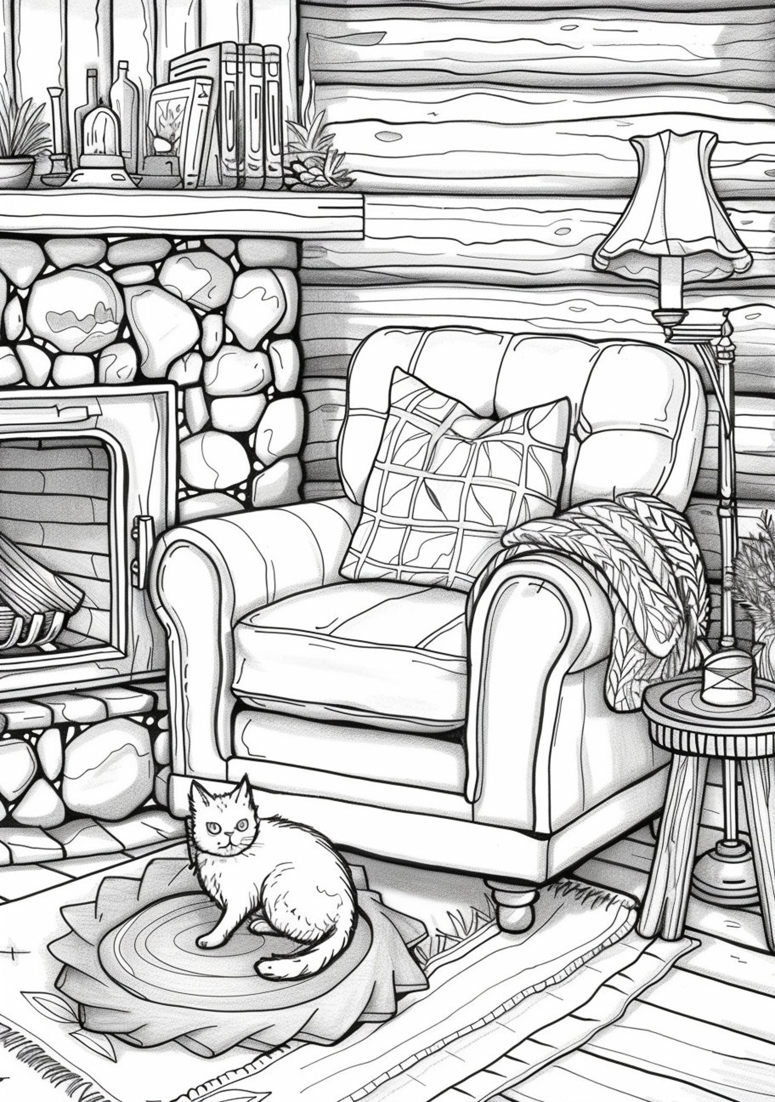 Cozy Interior Coloring Page PDF Book - 37 High Quality Images - Instant ...