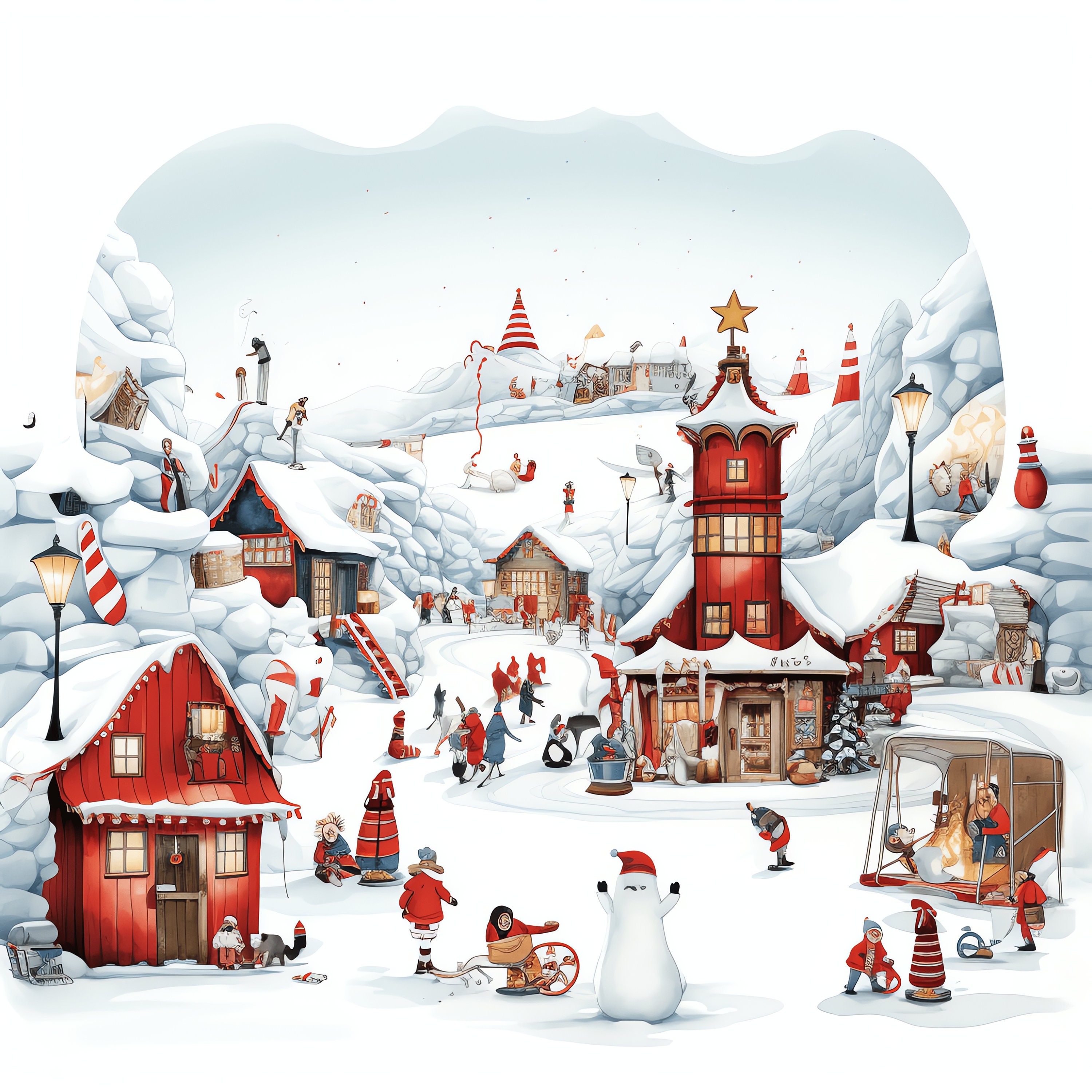 North Pole Christmas Scenes PNG Clipart Bundle 43 High - Etsy