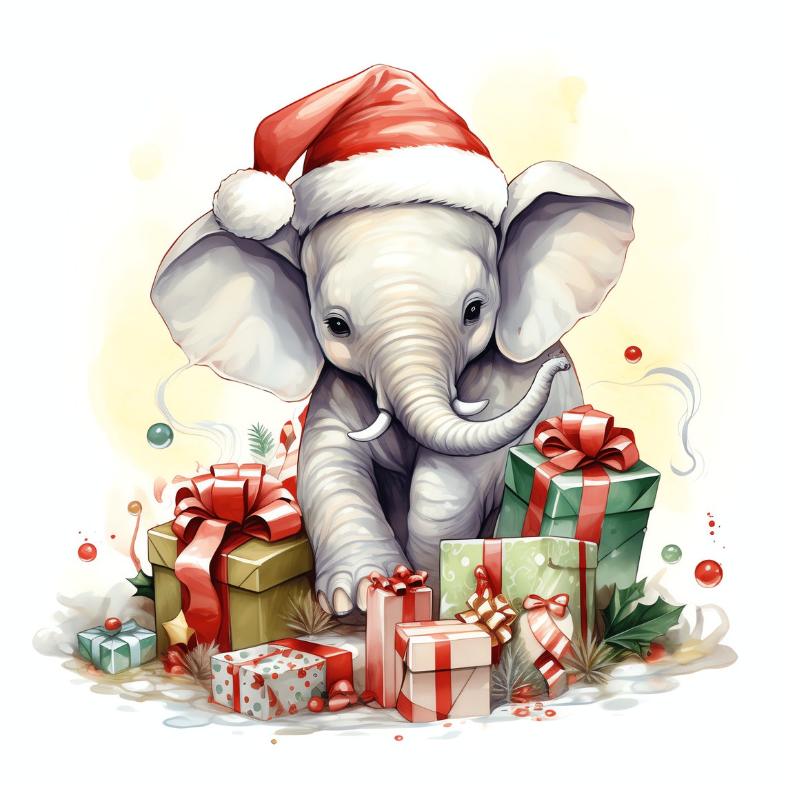 Elephant Christmas PNG Clipart Bundle 41 High Quality PNG Instant ...