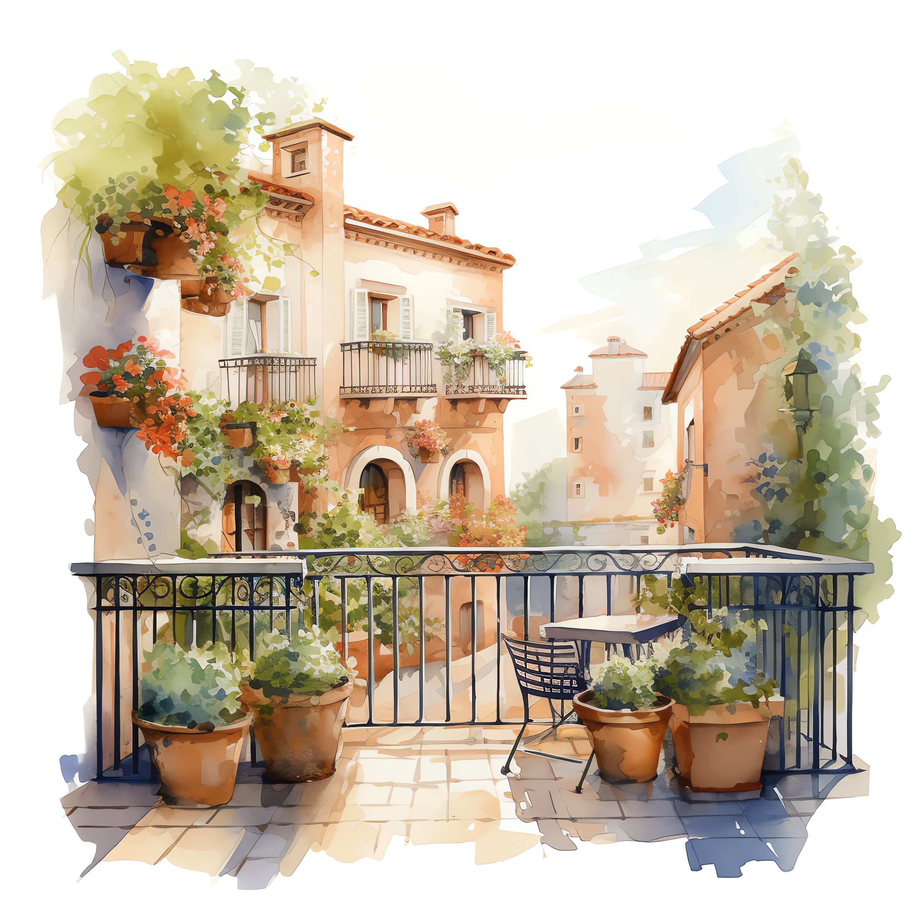 Terrace Scene Clipart 40 High Quality Jpgs Digital - Etsy