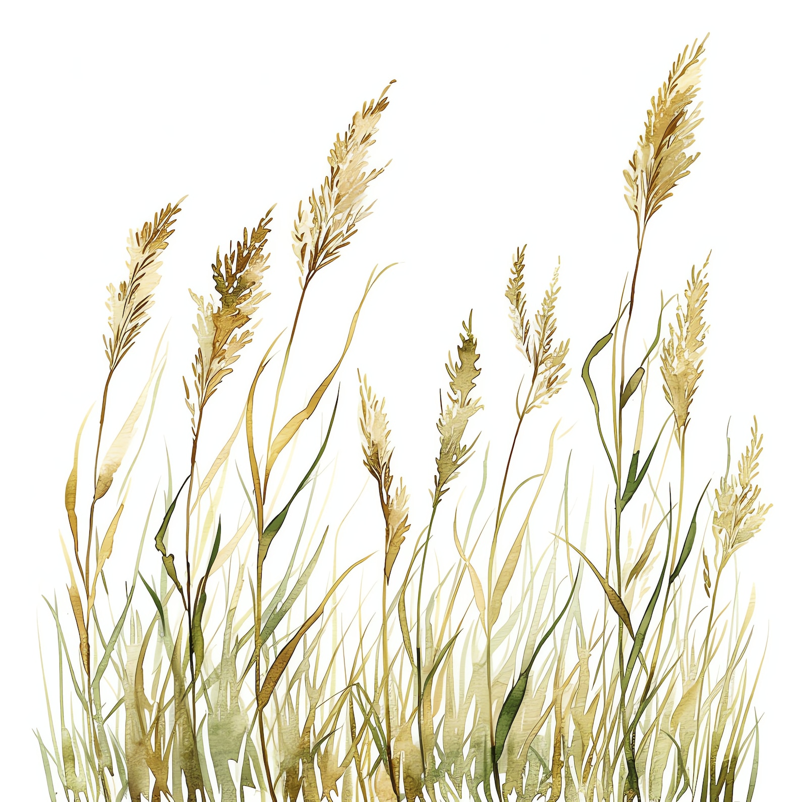 Watercolor Tall Grass PNG Bundle - 52 High Quality PNG - Instant ...