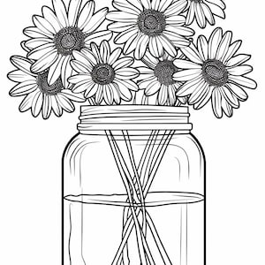 Flower Jar Coloring Pages PDF Bundle - 34 High Quality Images - Instant ...