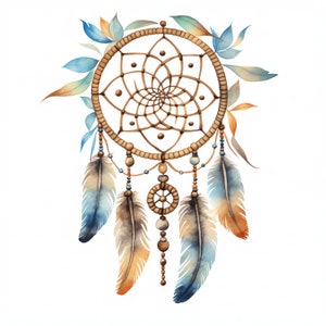 Boho Watercolor Dream Catcher PNG Clipart Bundle - 49 High Quality PNG ...