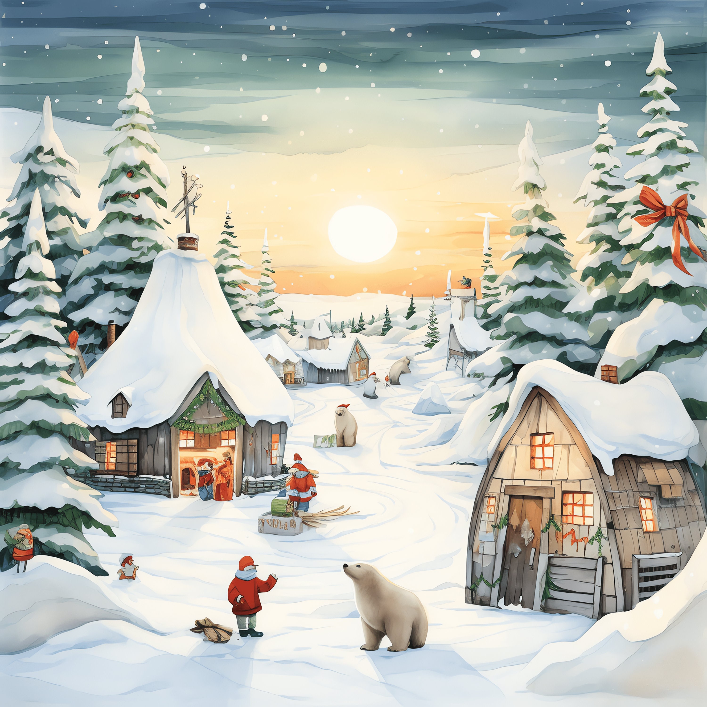 North Pole Christmas Scenes PNG Clipart Bundle 43 High - Etsy