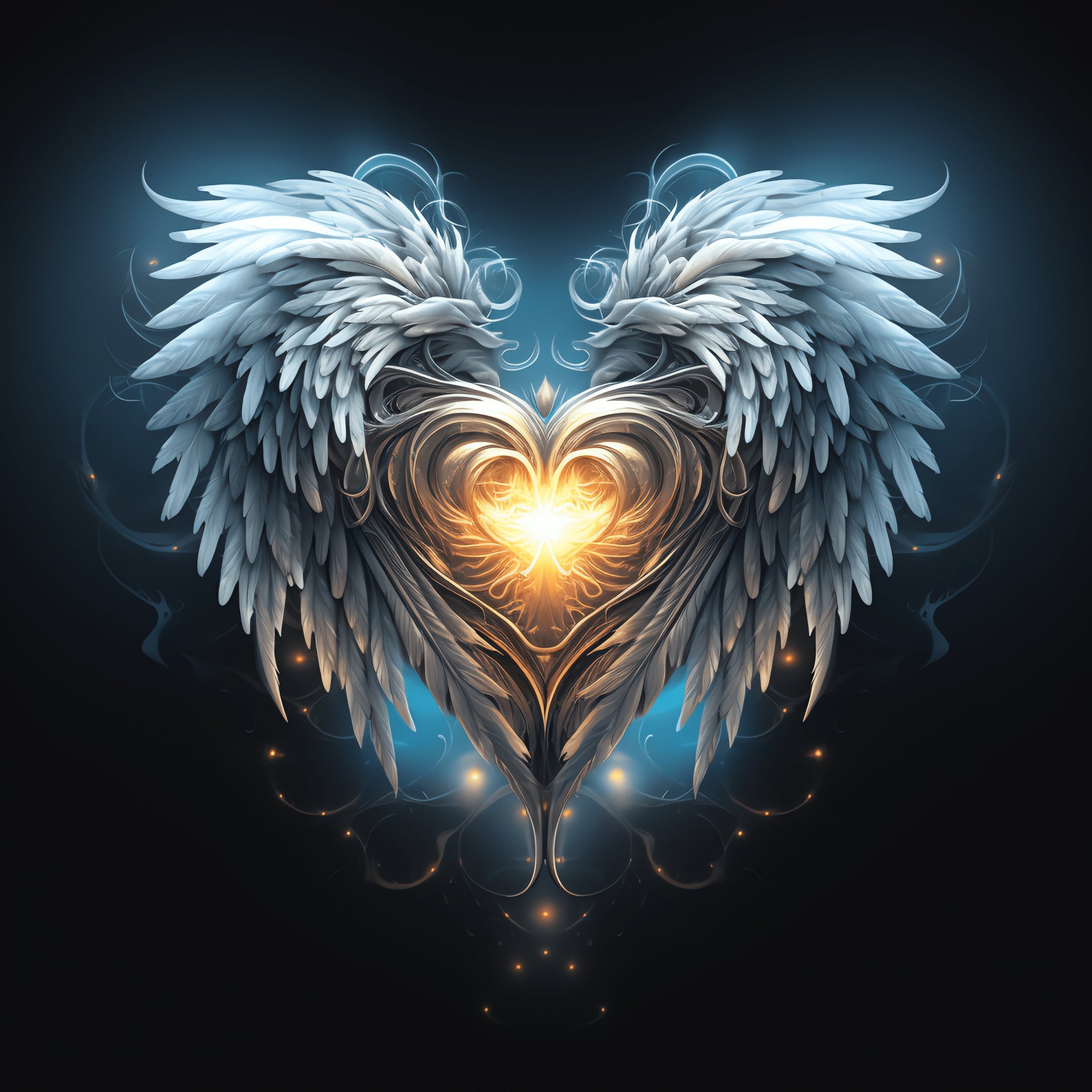 Glowing Angel Heart PNG Clipart Bundle - 50 High Quality PNG - Instant ...