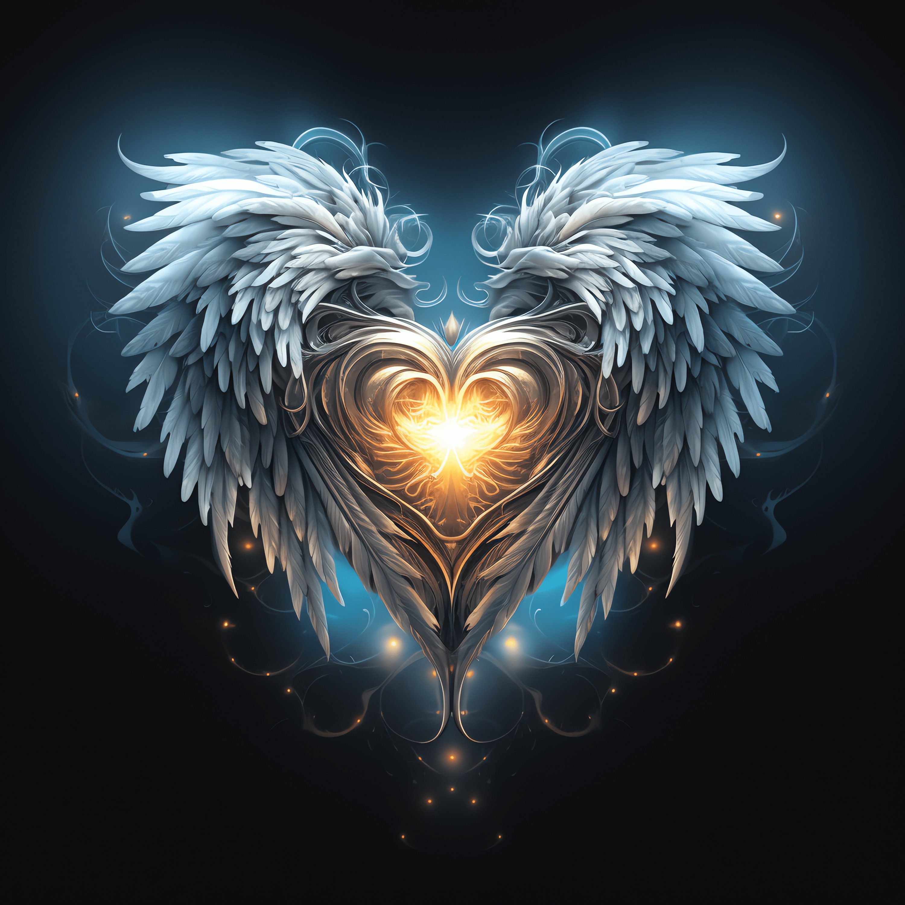Glowing Angel Heart PNG Clipart Bundle - 50 High Quality PNG - Instant ...