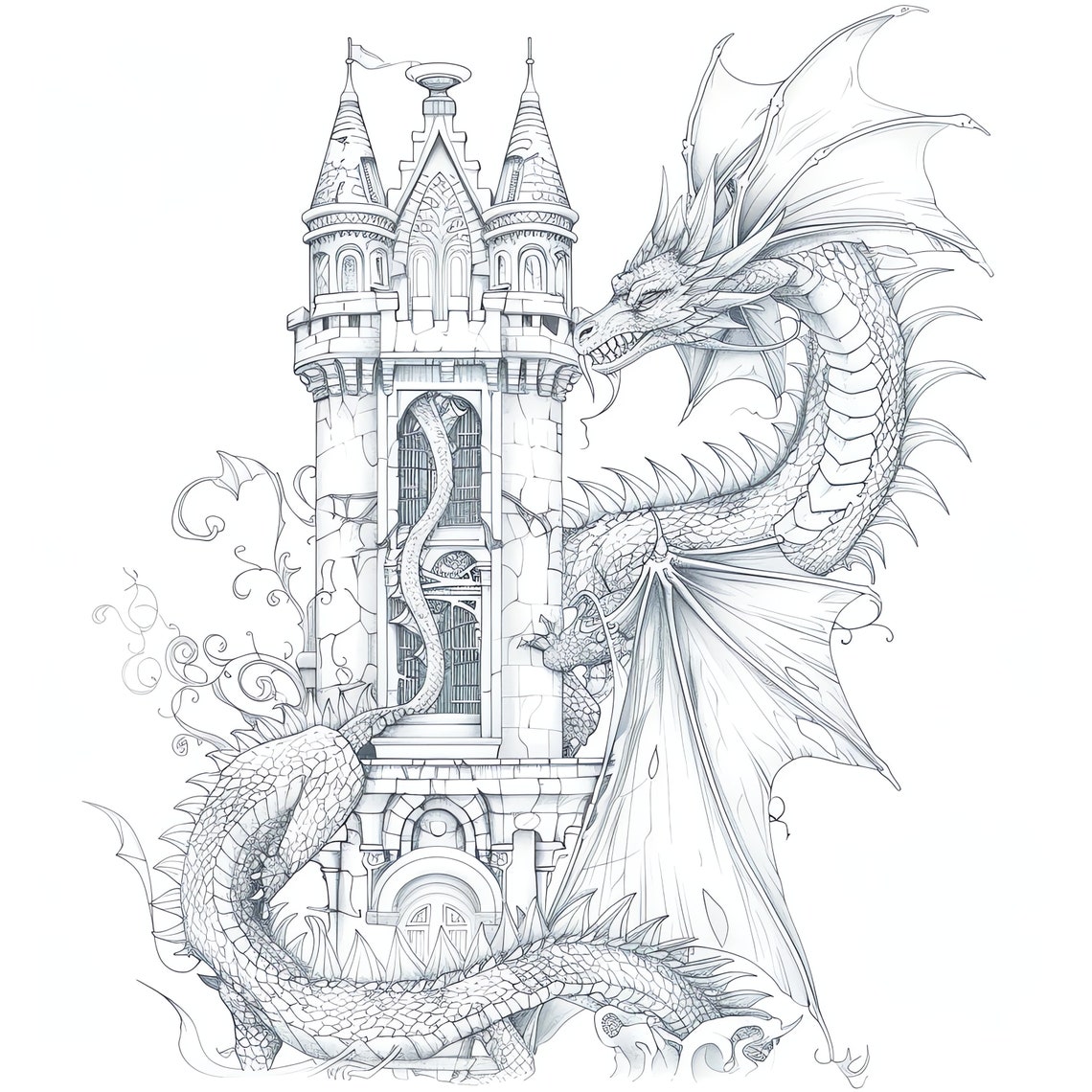Lineart Dragon Castle Turret PNG Clipart Bundle - 46 High Quality PNG ...