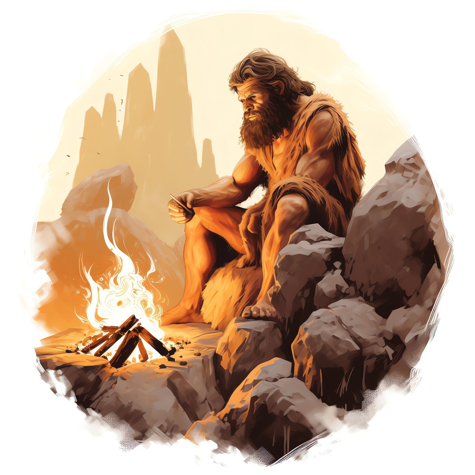 Caveman With Fire Clipart - 35 High Quality Jpgs - Digital Download ...