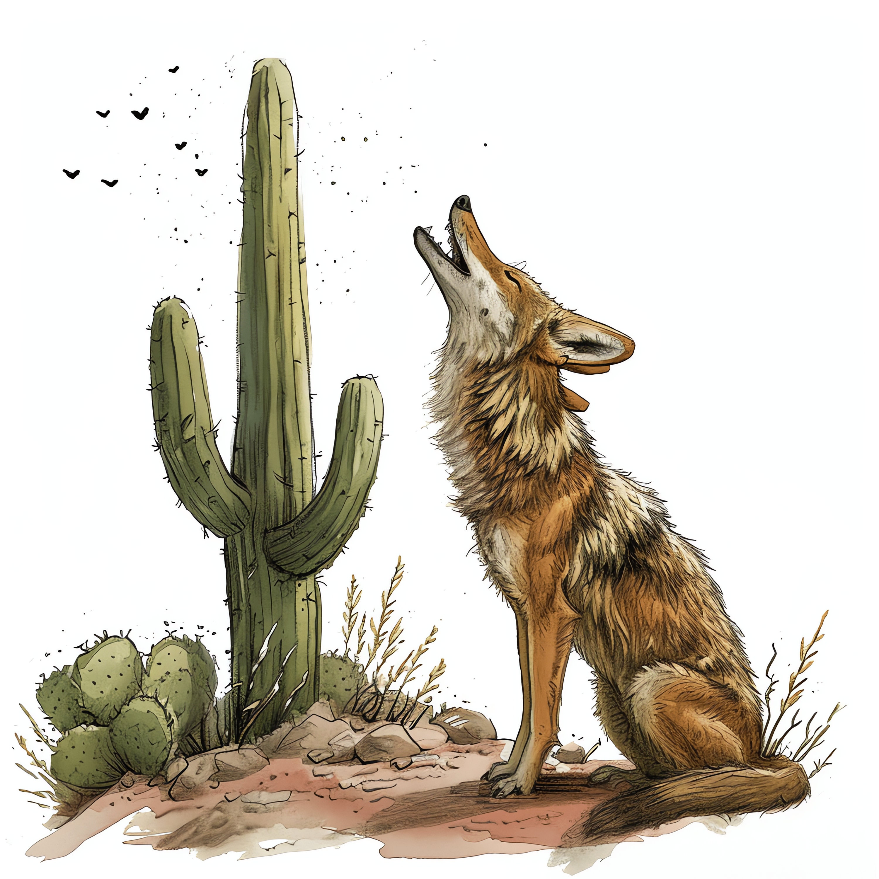 Howling Coyote PNG Clipart Bundle - 48 High Quality PNG - Instant ...