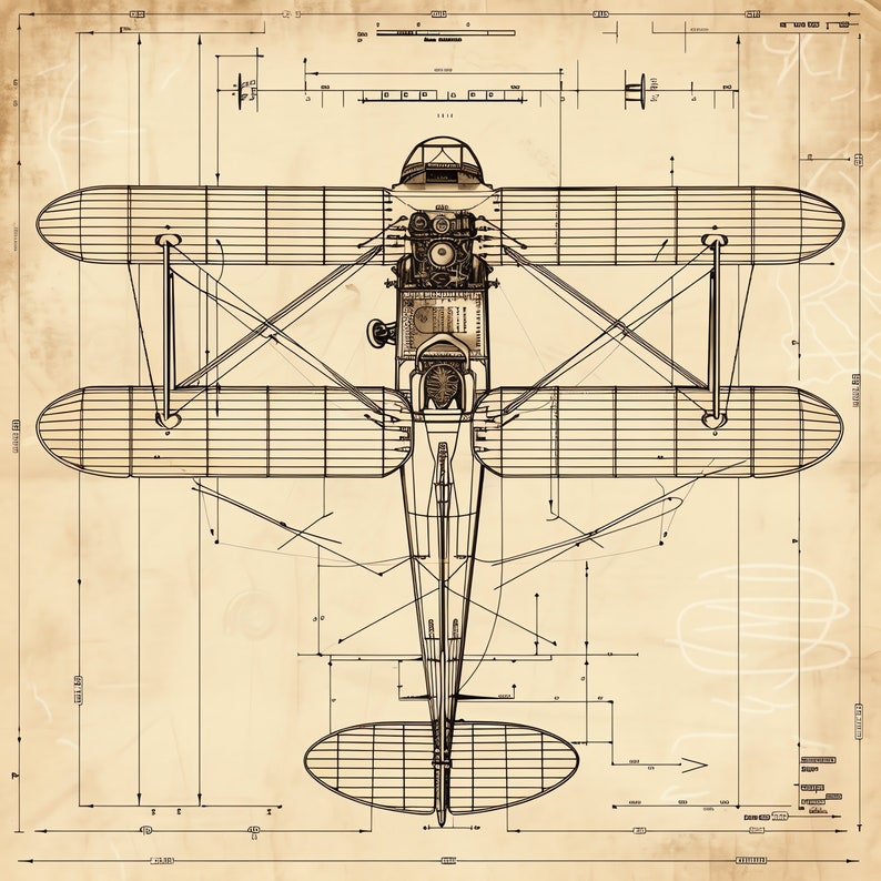 Vintage Plane Schematic PNG Bundle 41 High Quality PNG Instant Download ...