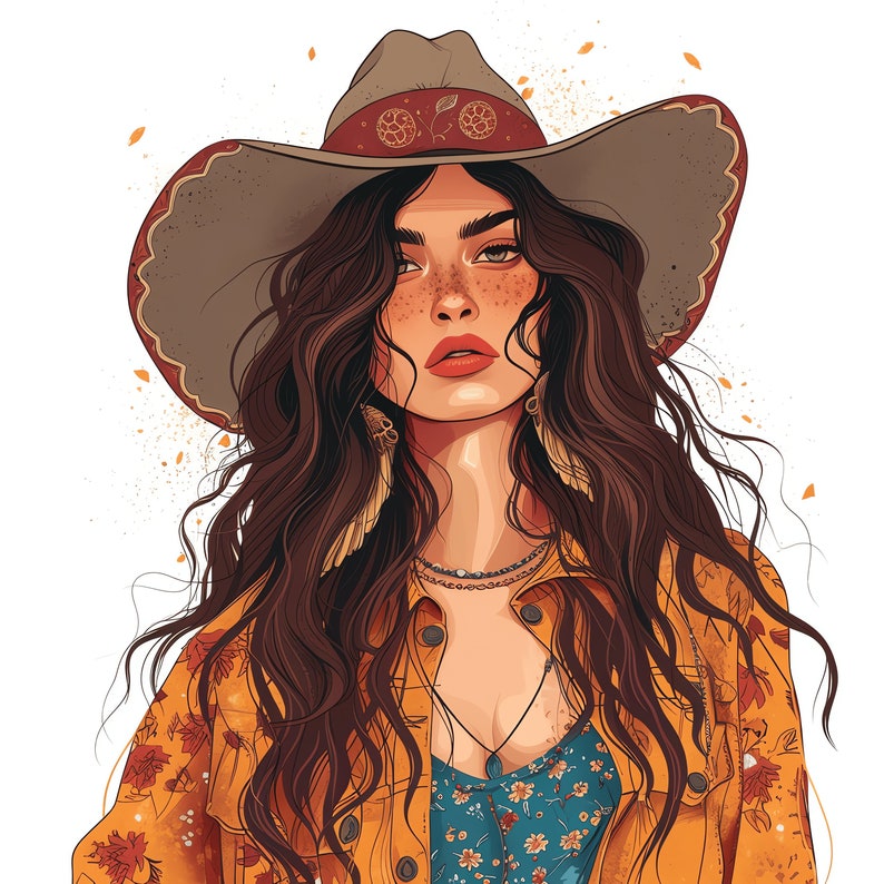 Boho Cowgirl PNG Clipart Bundle - 49 Style - High Quality PNG - Instant ...