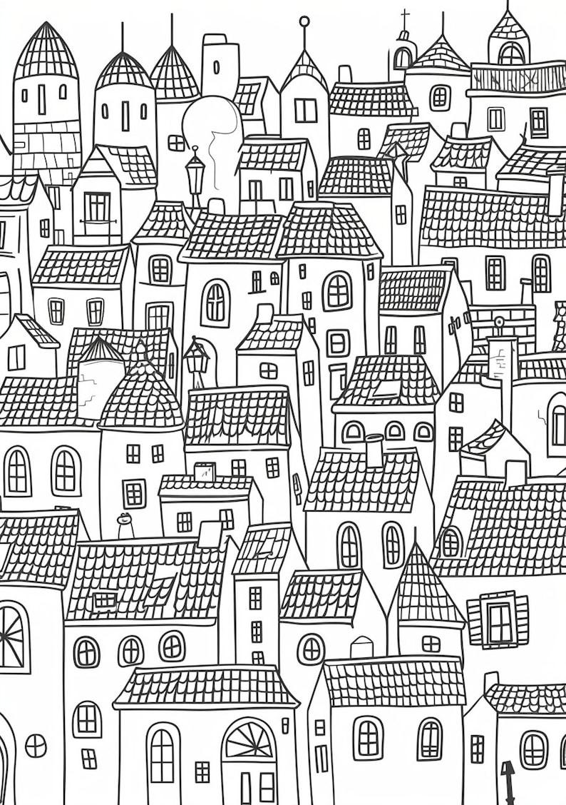 Adorable Town Coloring Pages PDF Bundle 44 High Quality Images Instant ...