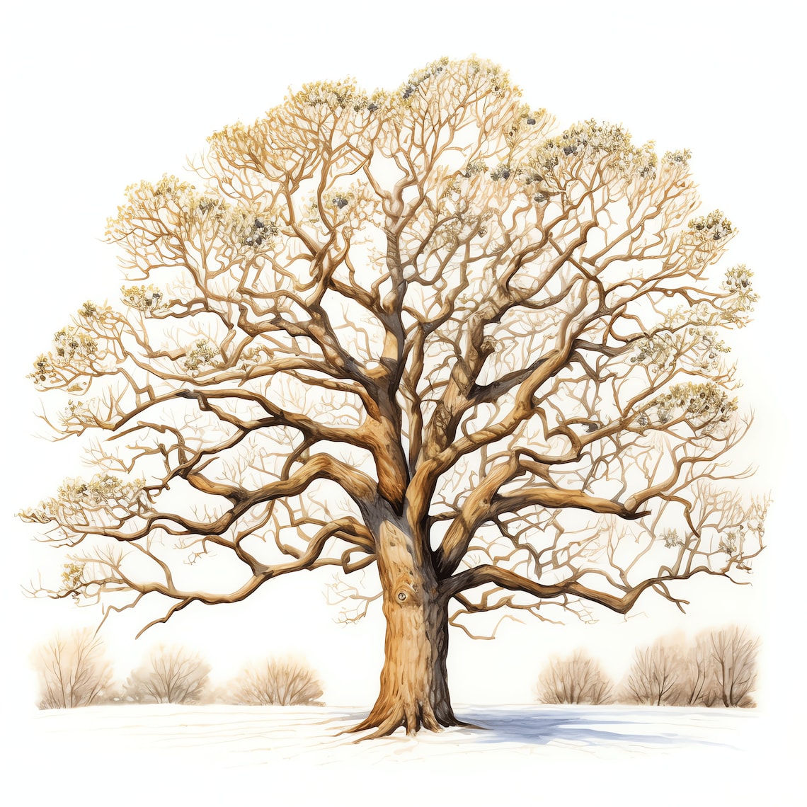 Oak Tree Seasons Watercolor Bundle 45 High Quality PNG Instant Download ...