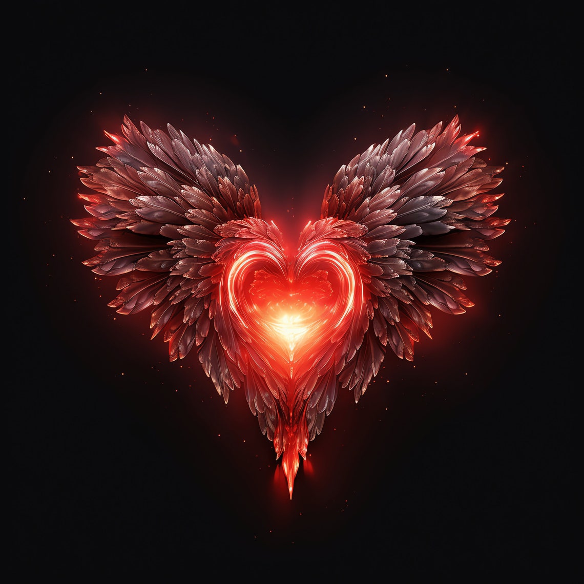 Glowing Angel Heart PNG Clipart Bundle 50 High Quality PNG Instant ...