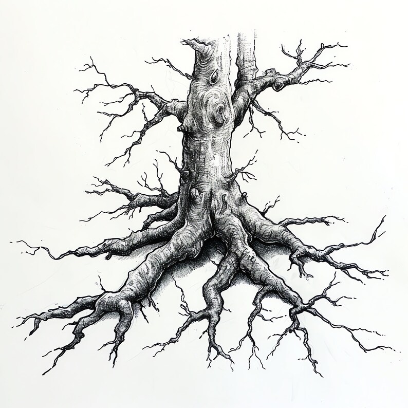 Tree Root and Stump Sketch PNG Bundle - 45 High Quality PNG - Instant ...