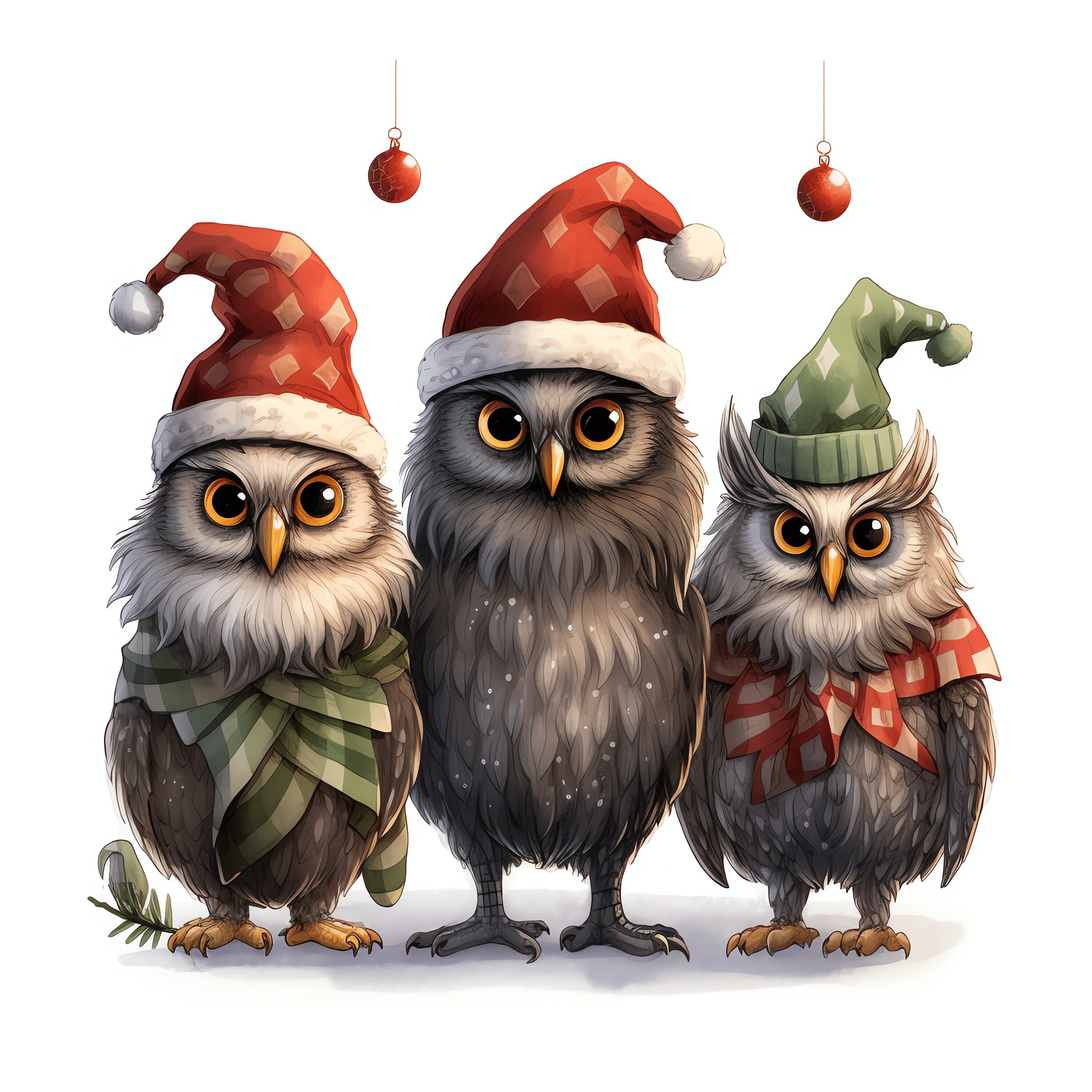 Christmas Owls PNG Clipart Bundle - 48 High Quality PNG - Instant ...