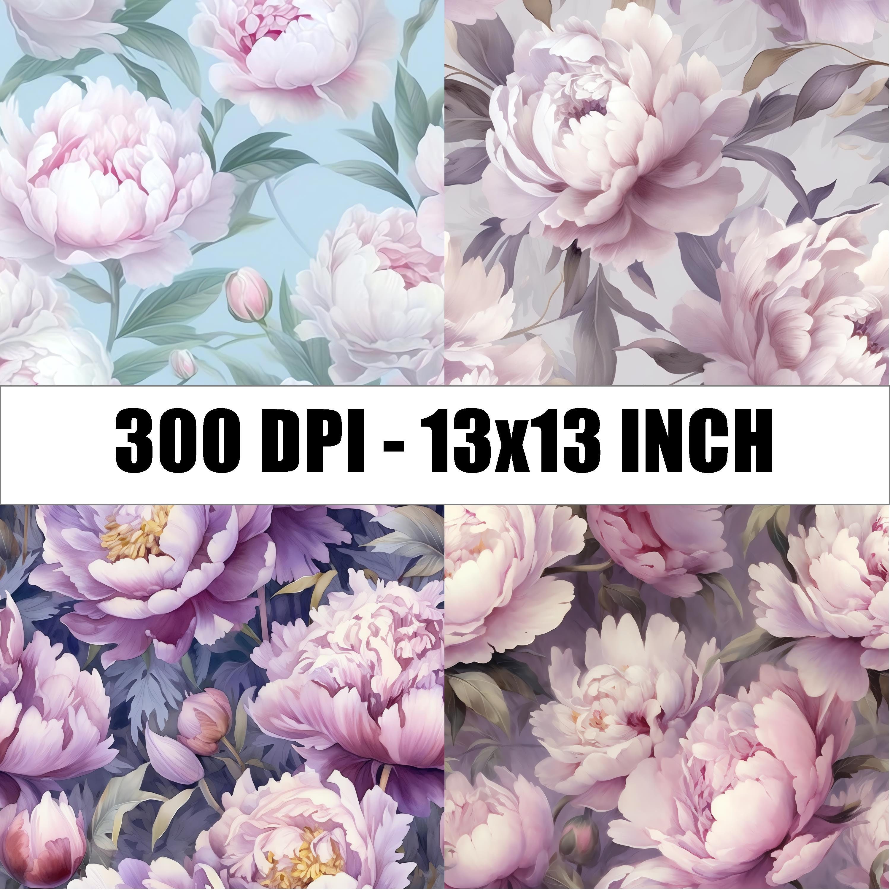 28 Peonies Seamless Patterns Watercolor Digital Paper Set, Vintage ...