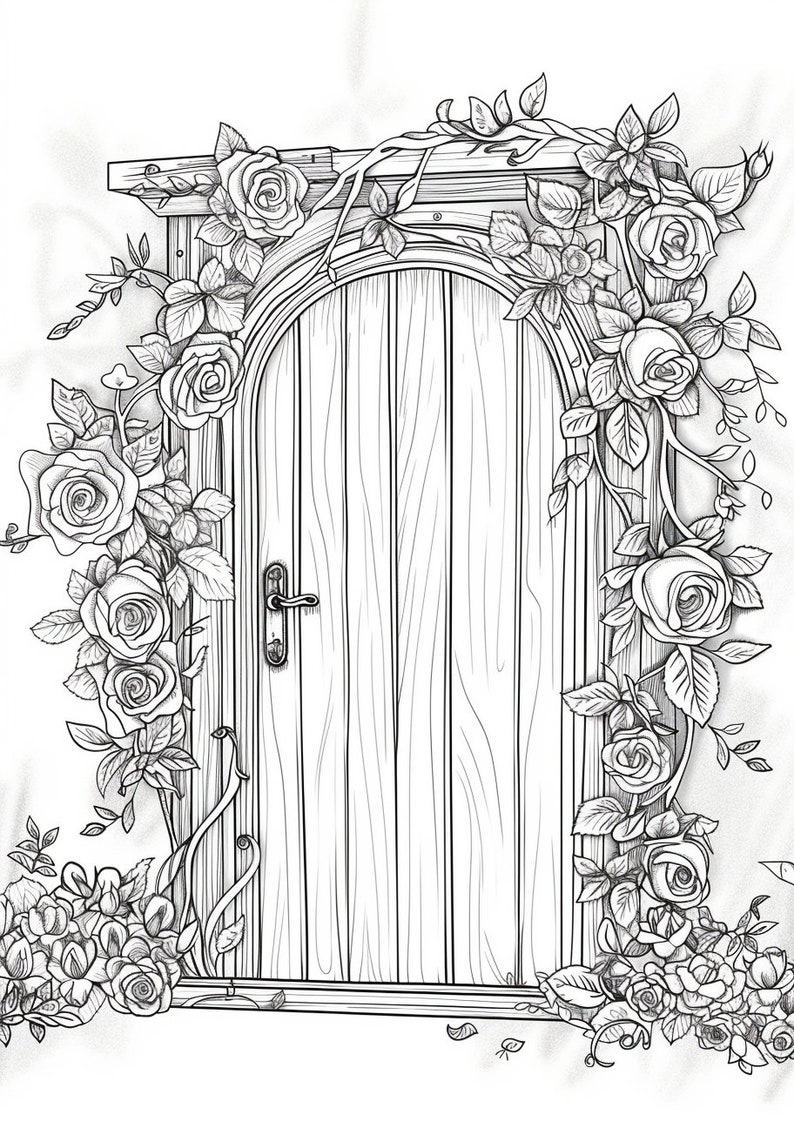 Blooming Door Coloring Pages PDF Bundle 32 High Quality Images Instant ...