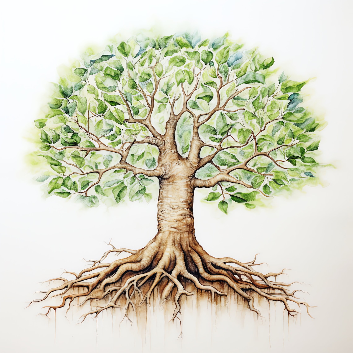 Tree With Roots Clipart 40 High Quality Jpgs Digital Download Card ...
