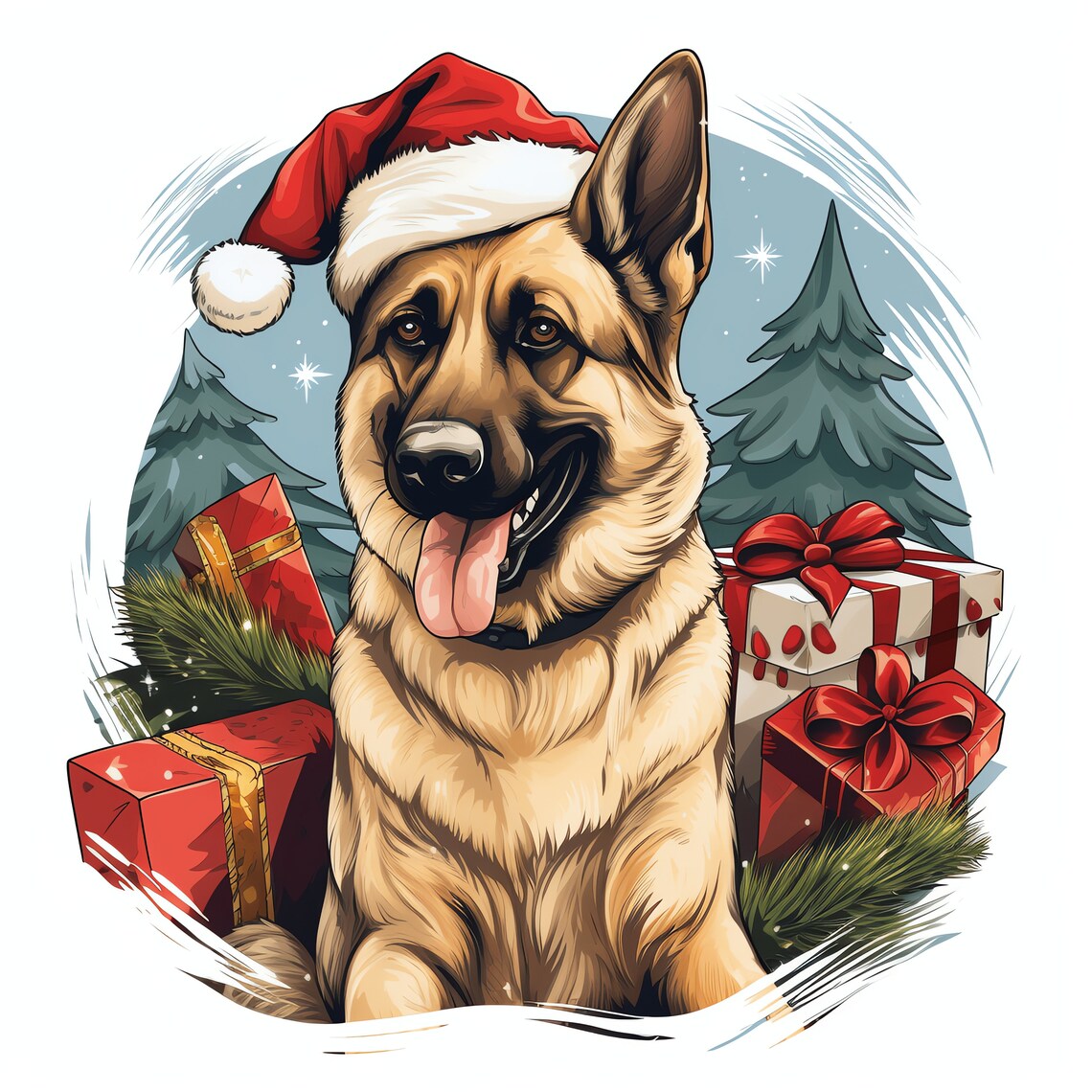 Christmas German Shepherd PNG Bundle - 41 High Quality PNG - Instant ...