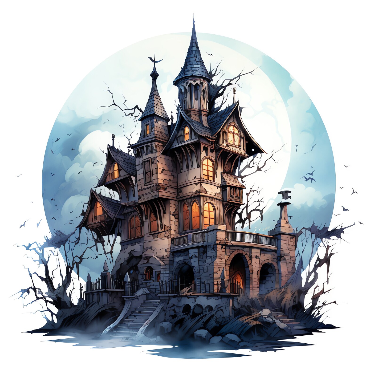 Haunted House Halloween Clipart - 45 High Quality Jpgs - Digital ...