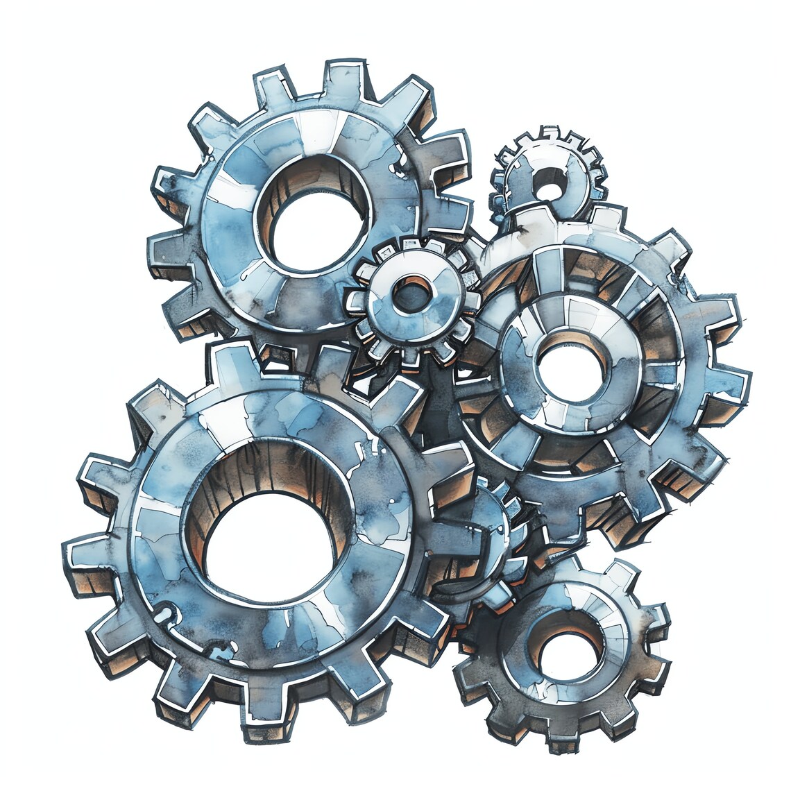 Interlocking Gears PNG Clipart Bundle - 50 High Quality PNG - Instant ...