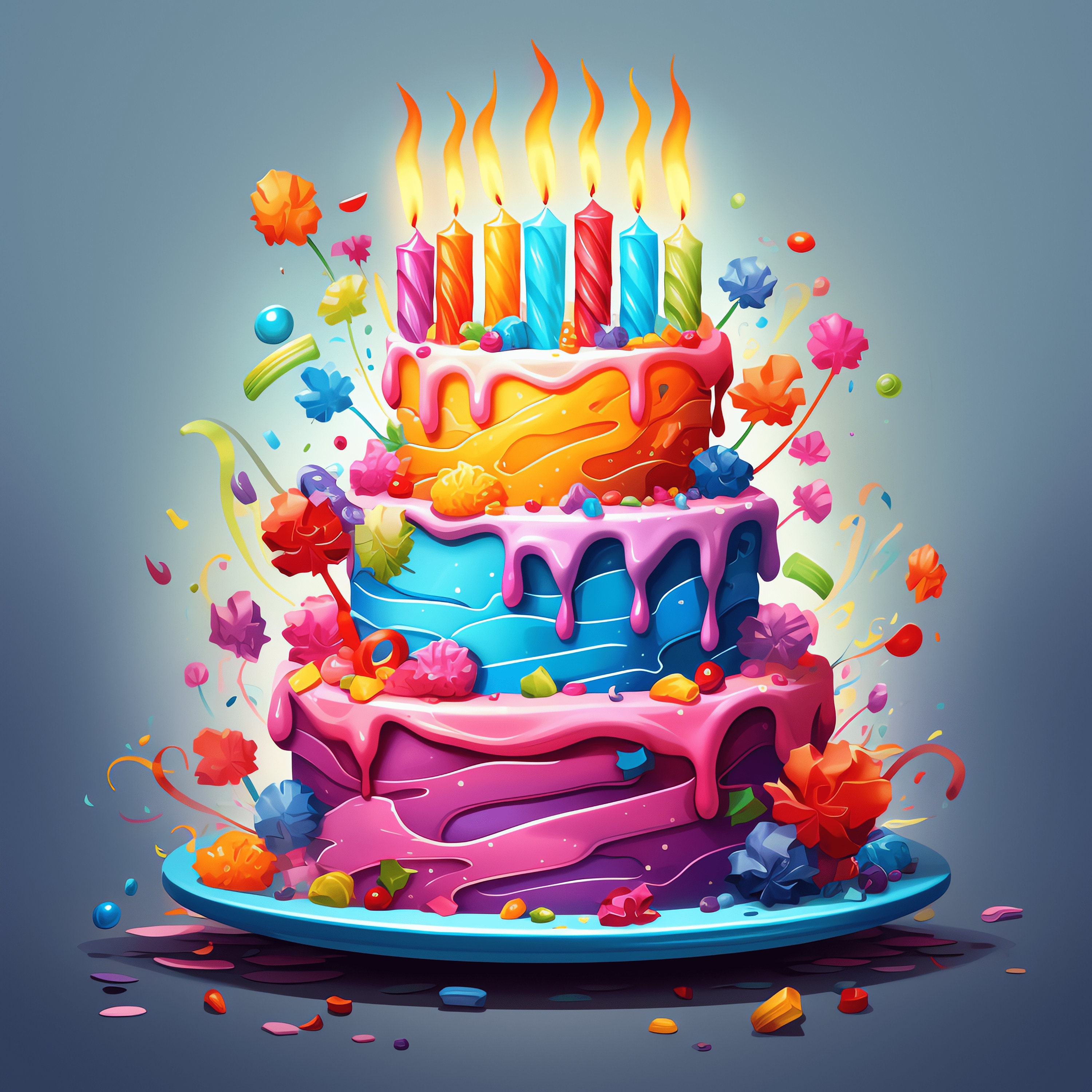 Colorful Birthday Cake PNG Bundle Clipart 45 High Quality PNG Instant ...