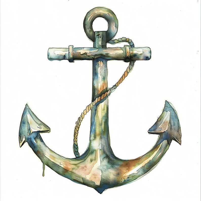 Watercolor Anchor PNG Clipart Bundle 50 High Quality PNG Instant ...