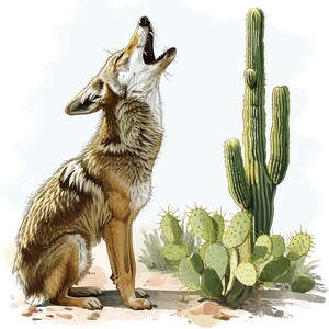 Howling Coyote PNG Clipart Bundle - 48 High Quality PNG - Instant ...