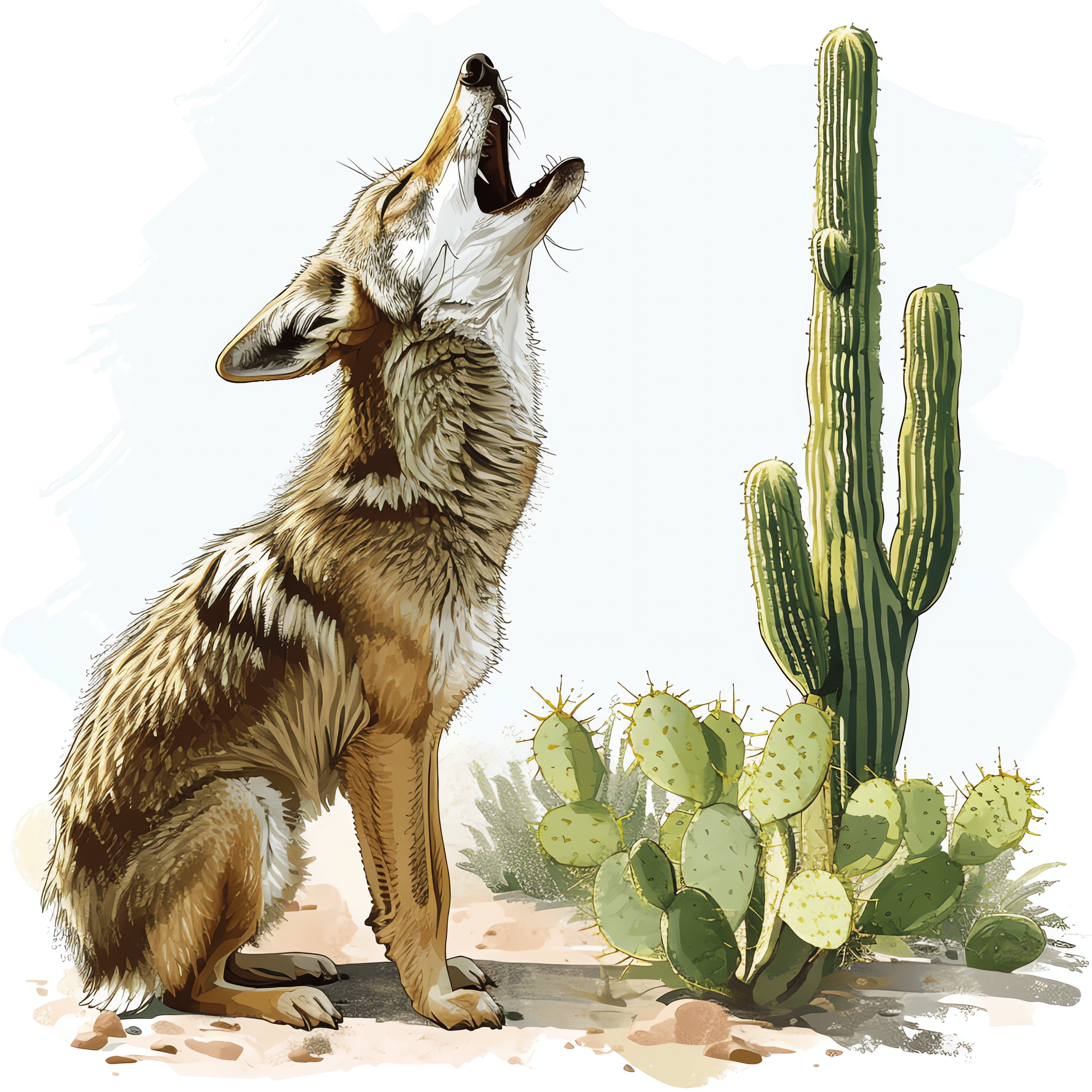 Howling Coyote PNG Clipart Bundle 48 High Quality PNG Instant Download ...